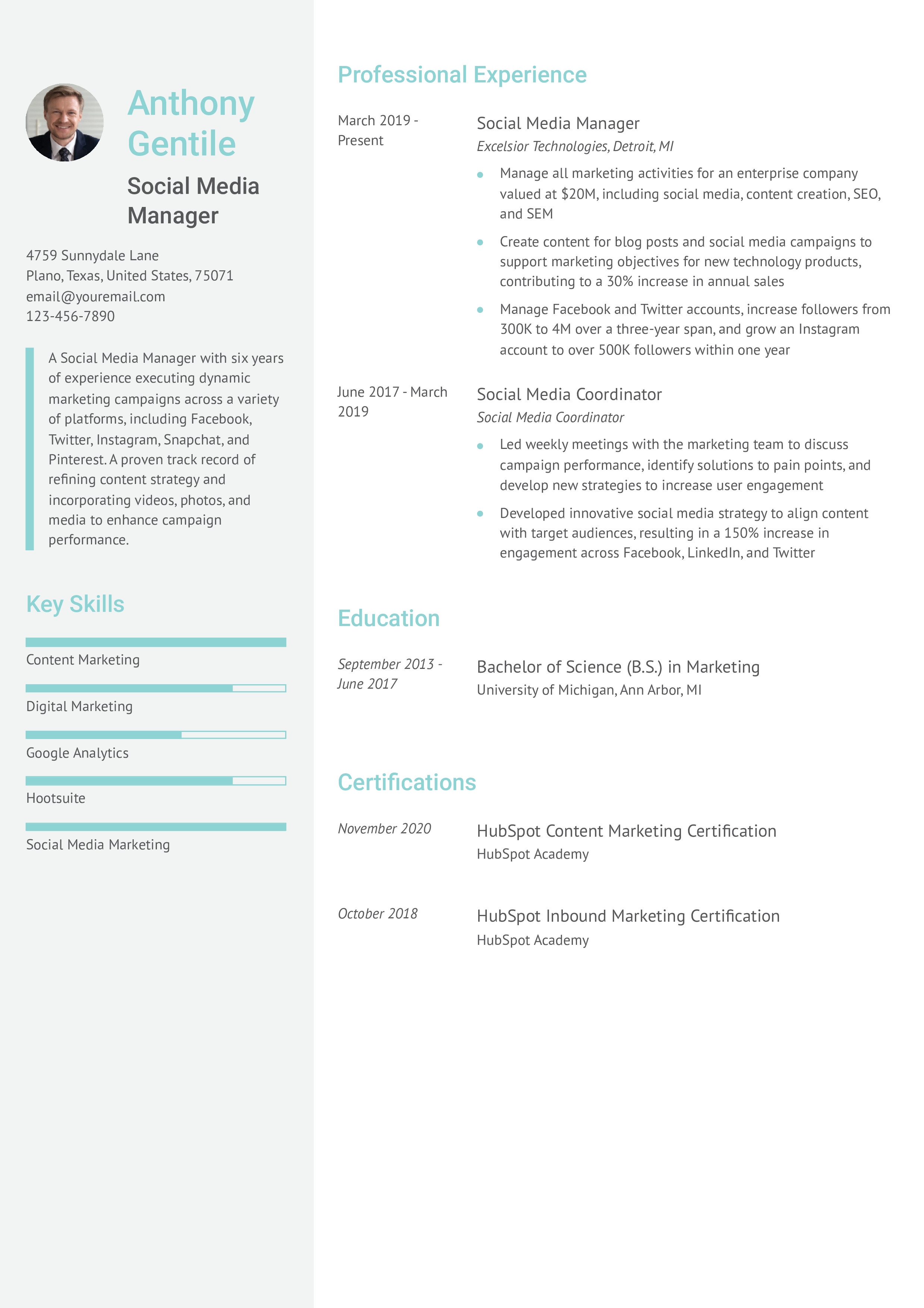 Social Media Manager Resume Examples and Templates for 2024 ...