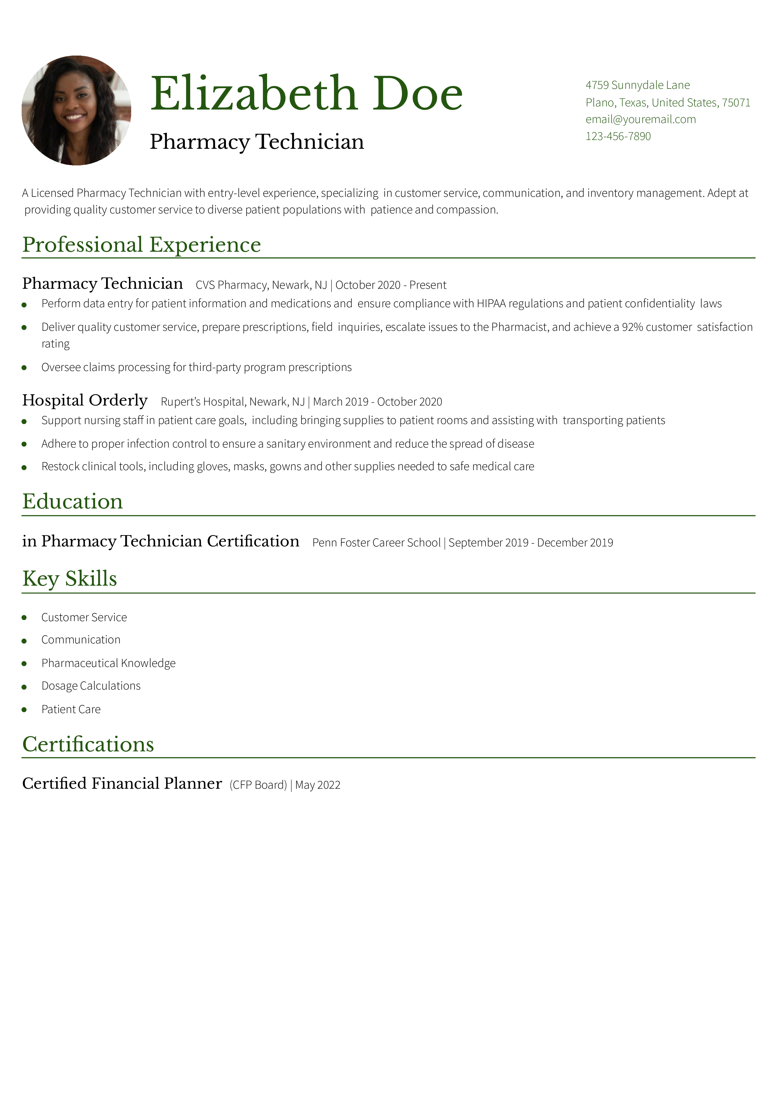 8 Pharmacy Technician Resume Examples and Templates for 2024 ...