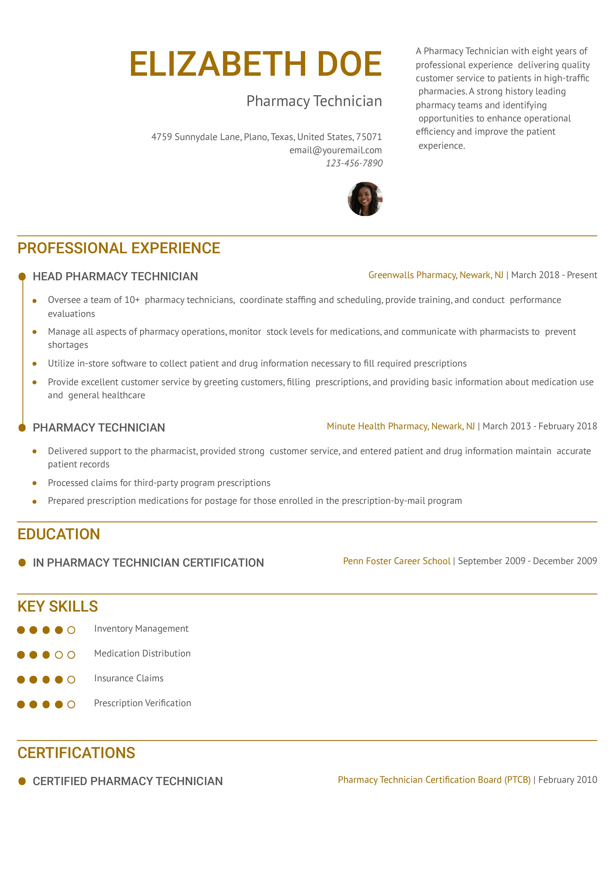 8 Pharmacy Technician Resume Examples and Templates for 2024 ...