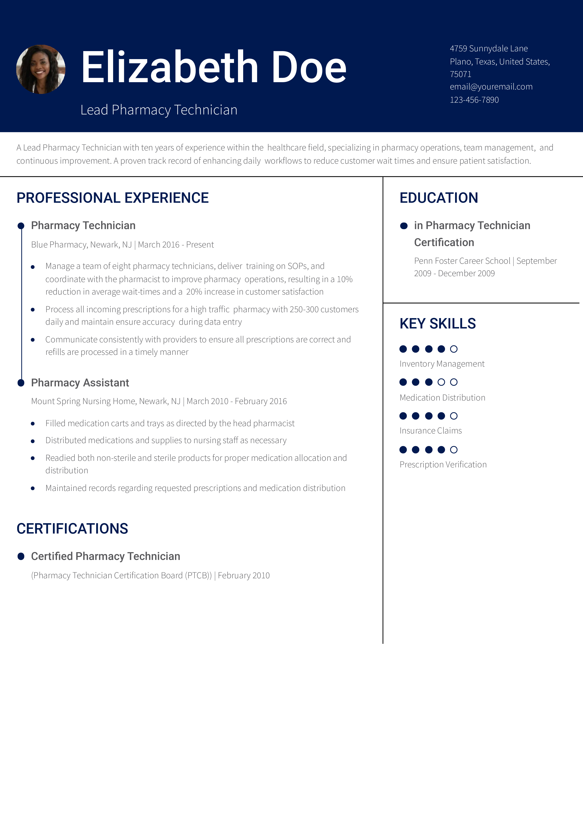 8 Pharmacy Technician Resume Examples and Templates for 2024 ...