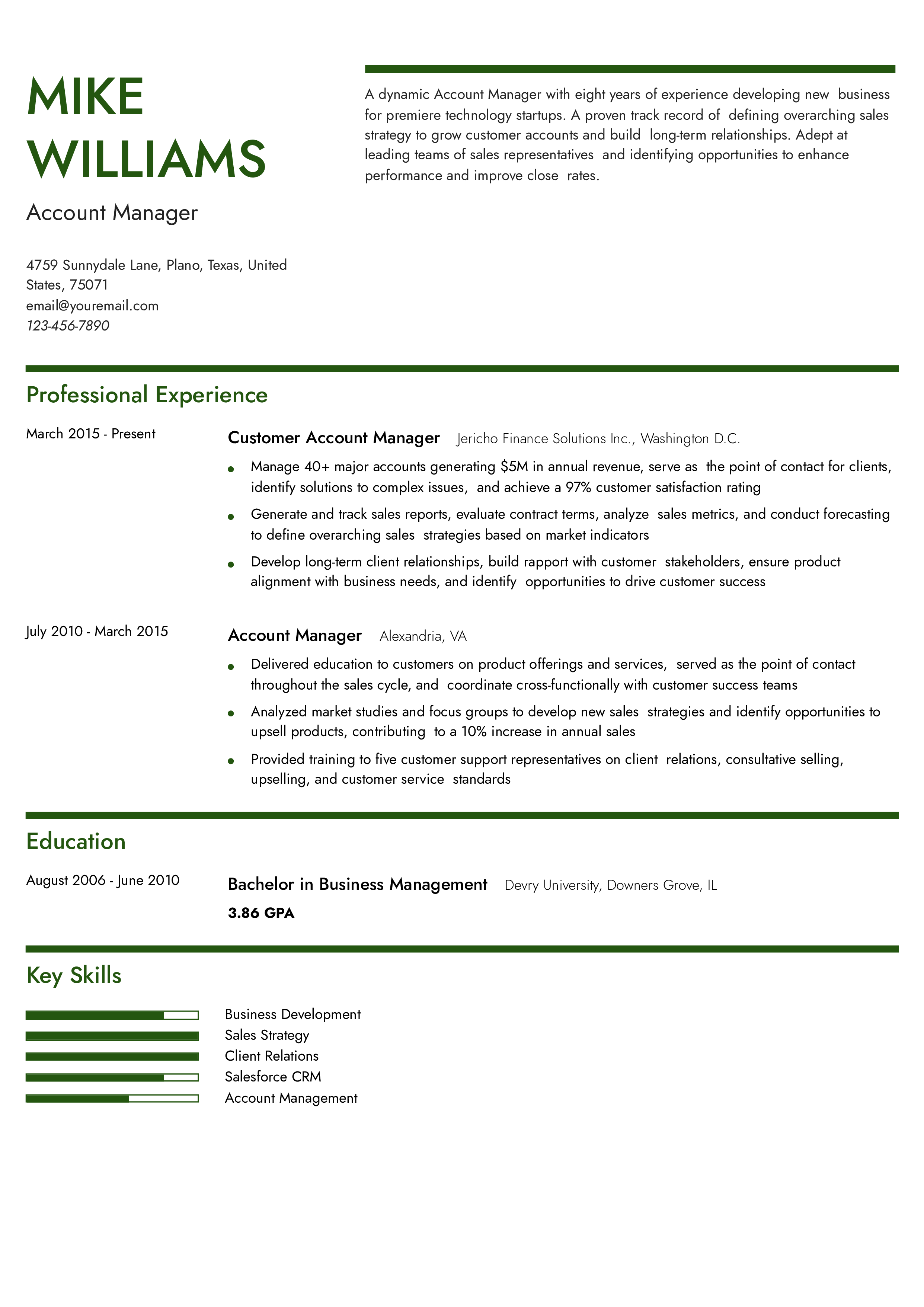 Account Manager Resume Examples And Templates For 2024 - Resumebuilder.com