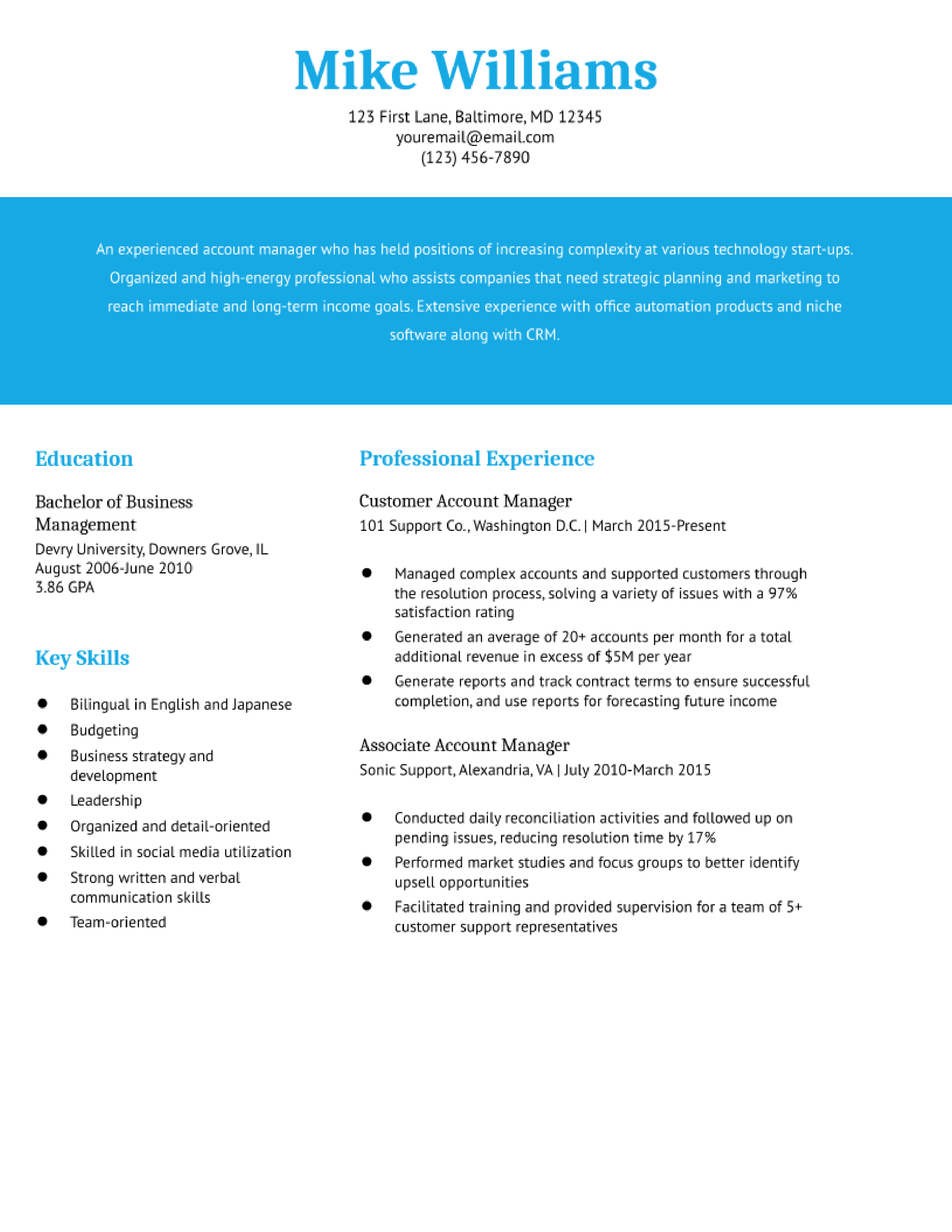 Account Manager Resume Examples and Templates for 2024 - ResumeBuilder.com