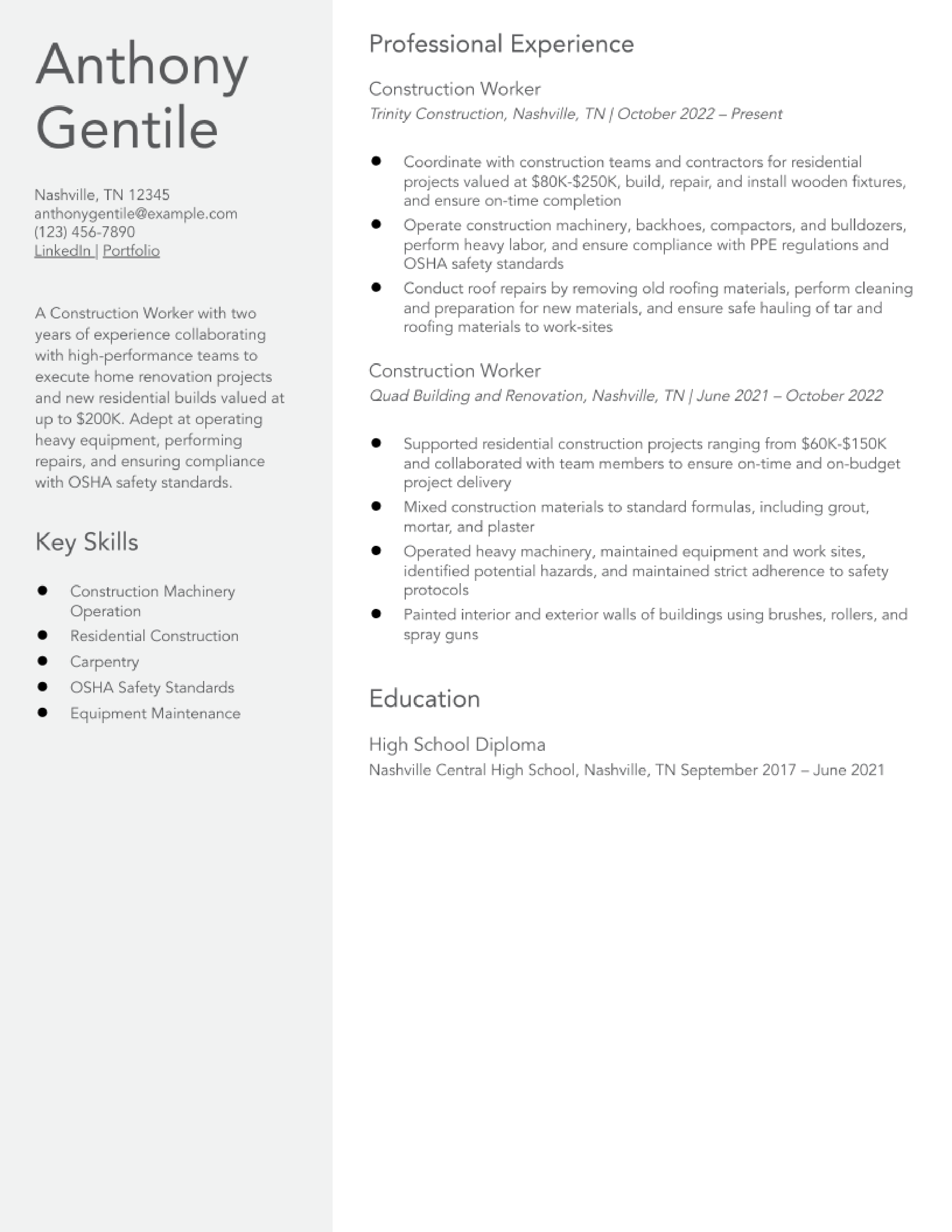 Construction Worker Resume Examples and Templates for 2024 ...