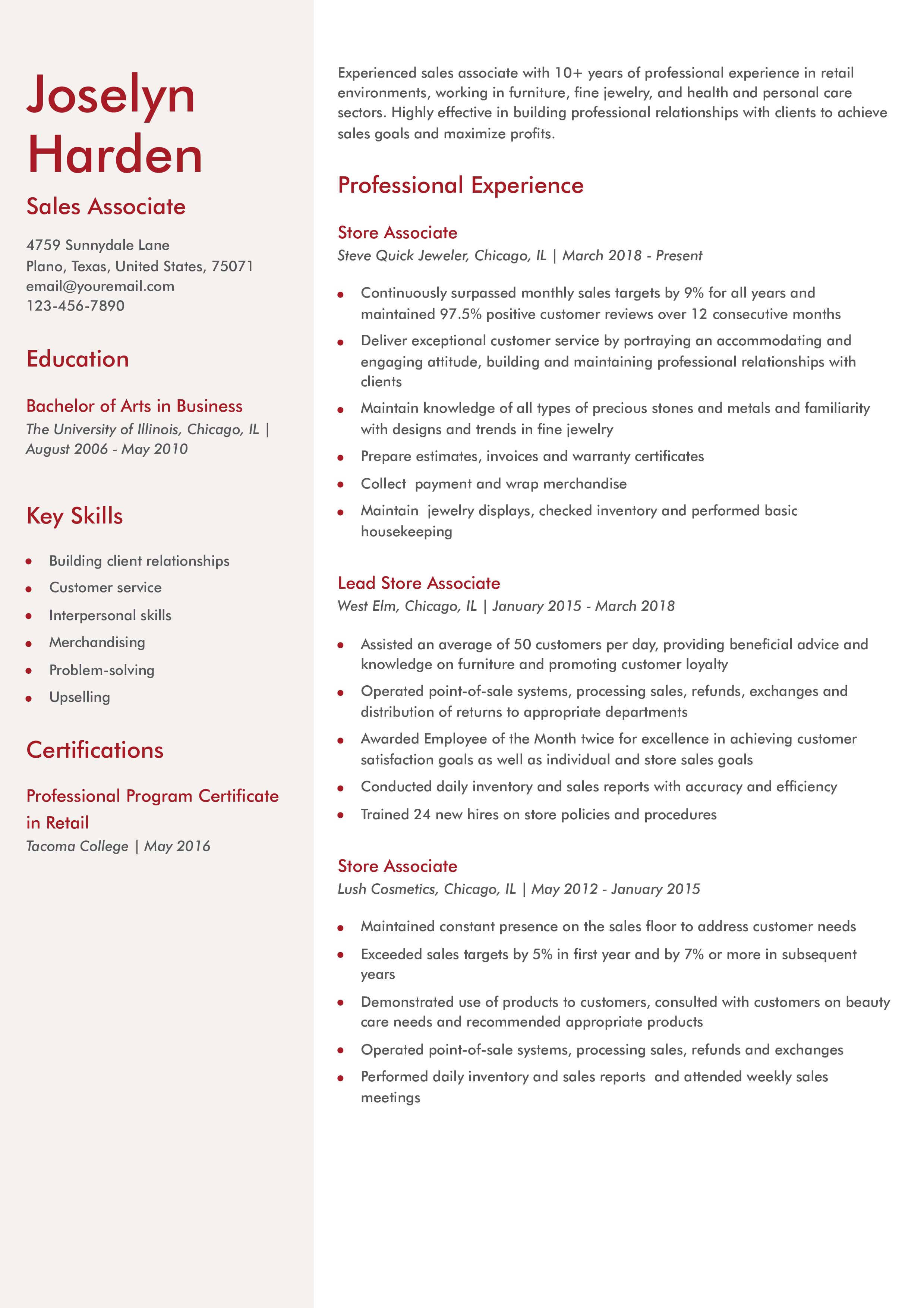 Sales Associate Resume Examples and Templates for 2024 - ResumeBuilder.com