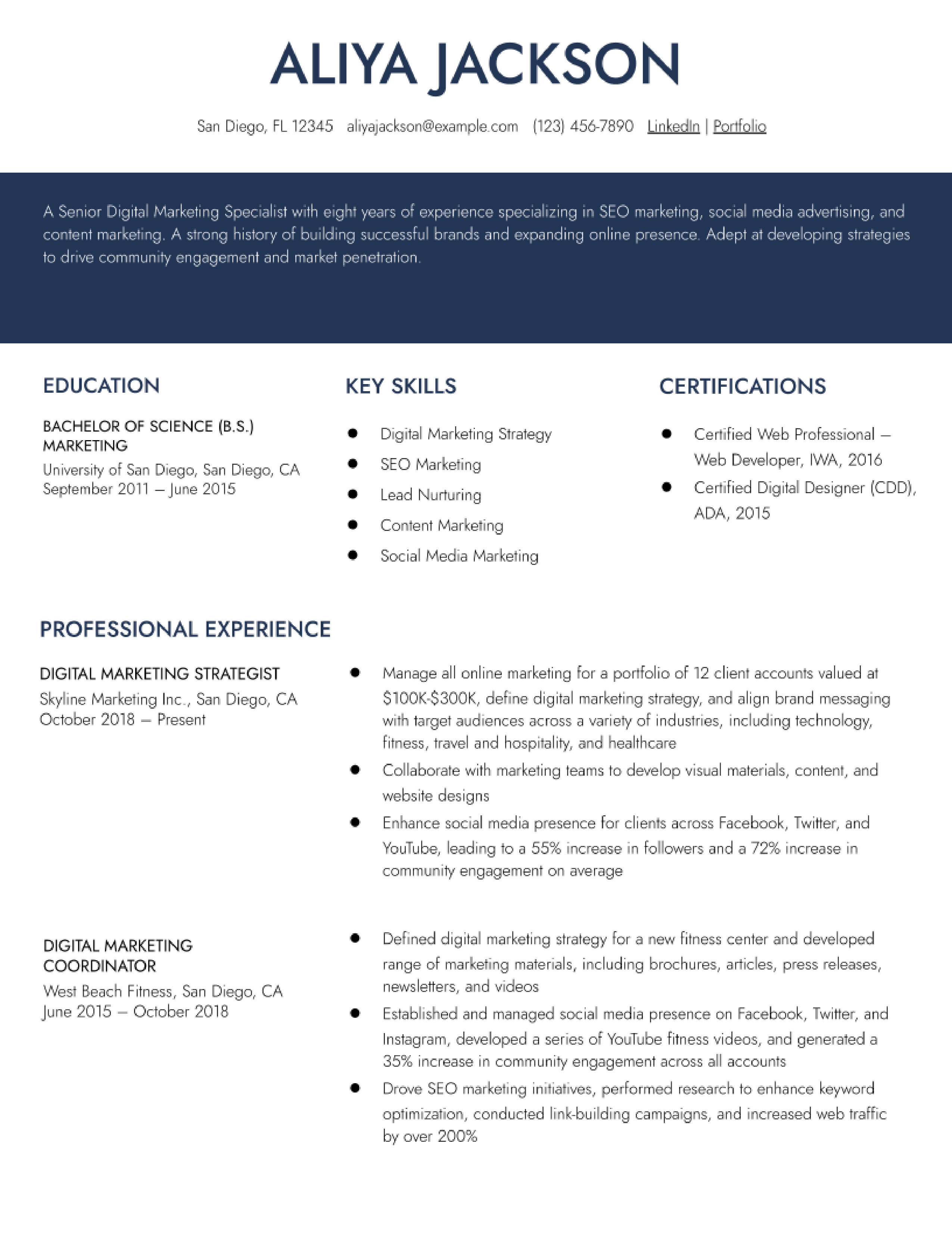 Marketing Resume Examples and Templates for 2024 - ResumeBuilder.com