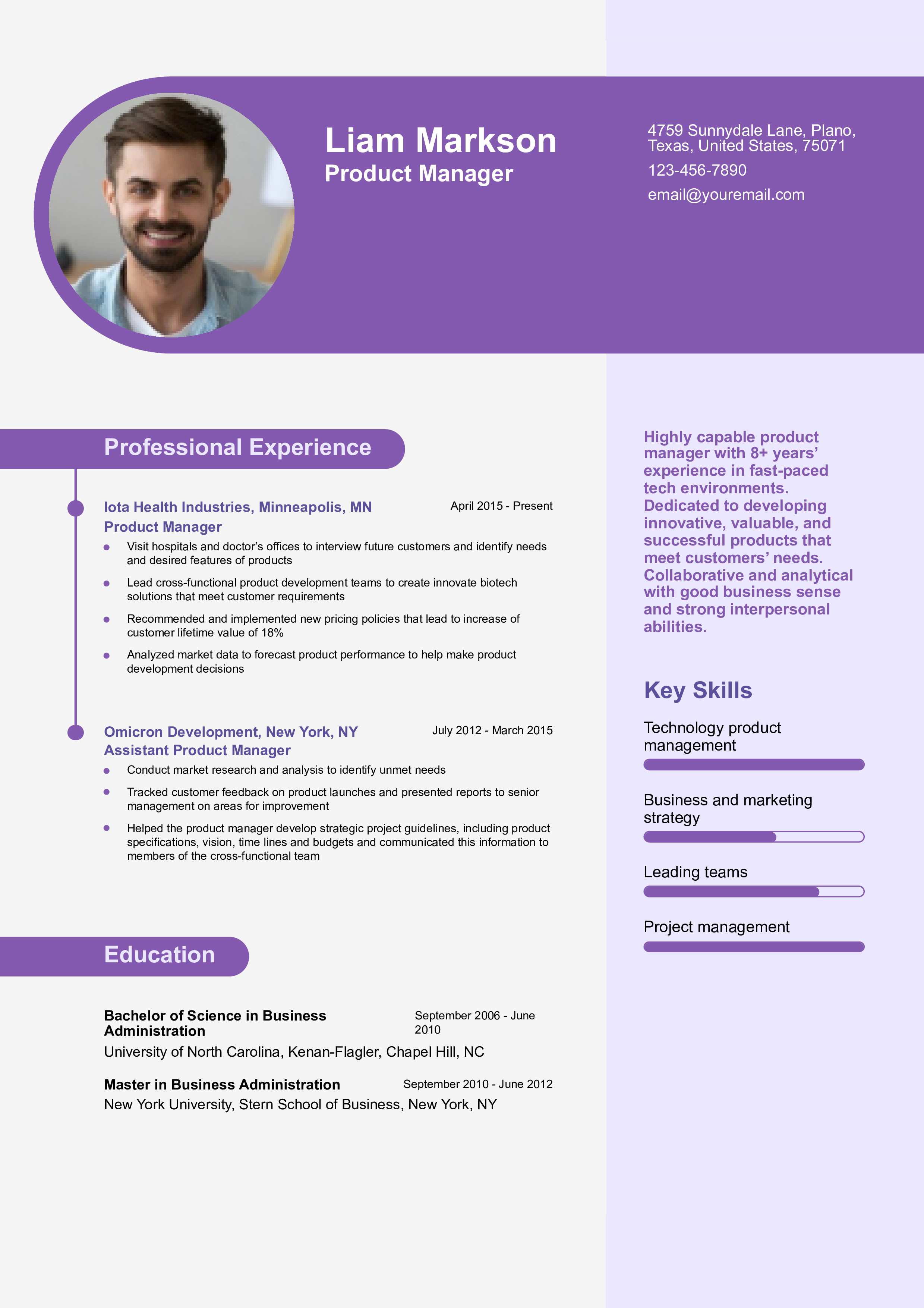 Product Manager Resume Examples and Templates for 2024 - ResumeBuilder.com