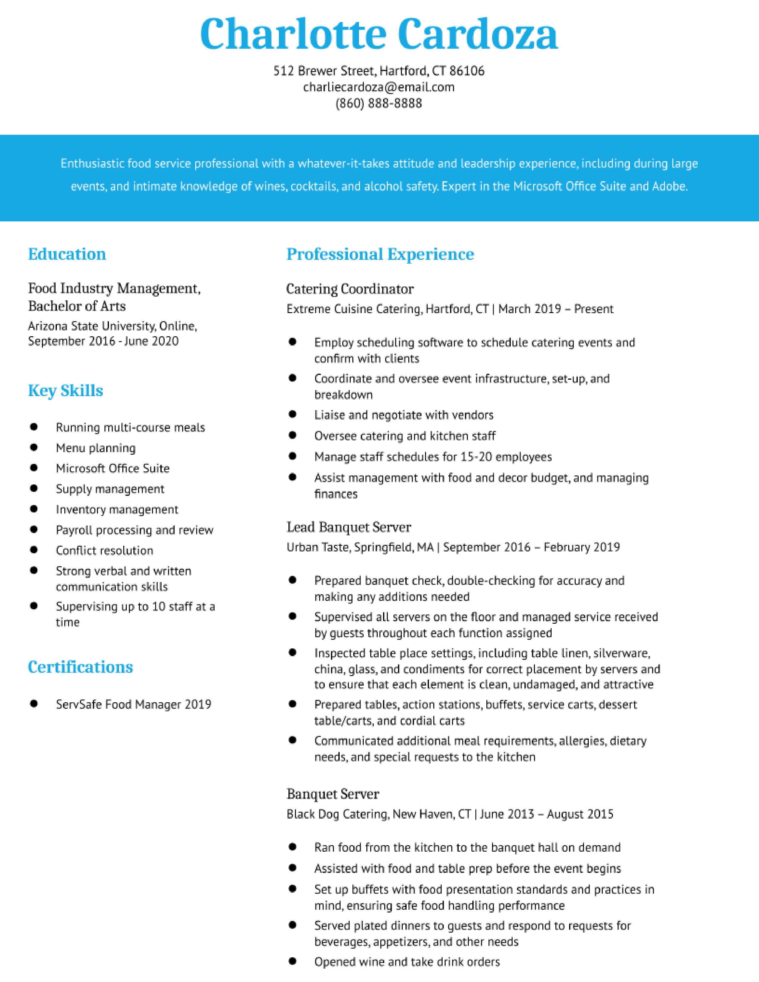 Food Service Resume Examples and Templates for 2024 - ResumeBuilder.com