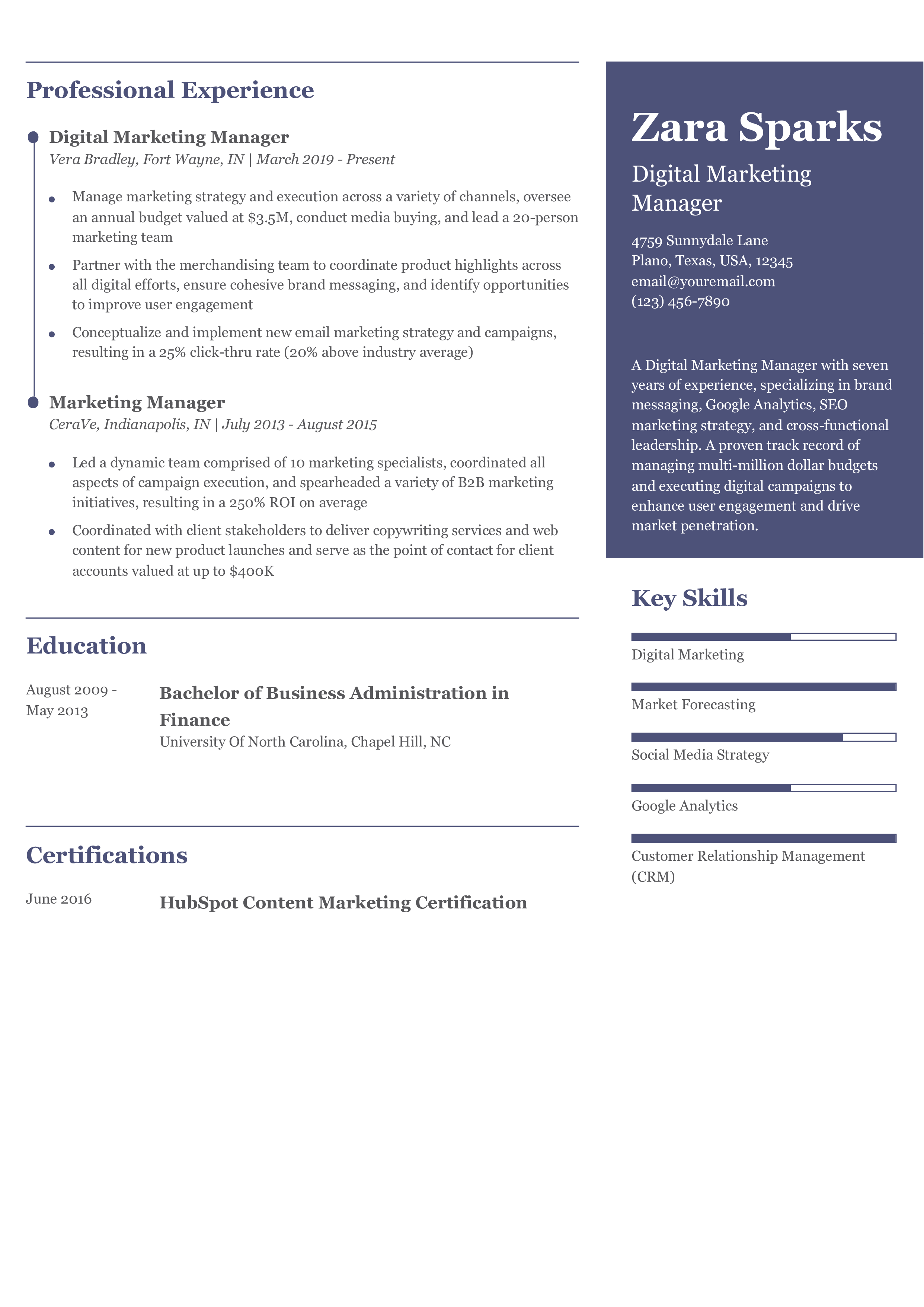 Marketing Manager Resume Examples and Templates for 2024 ...