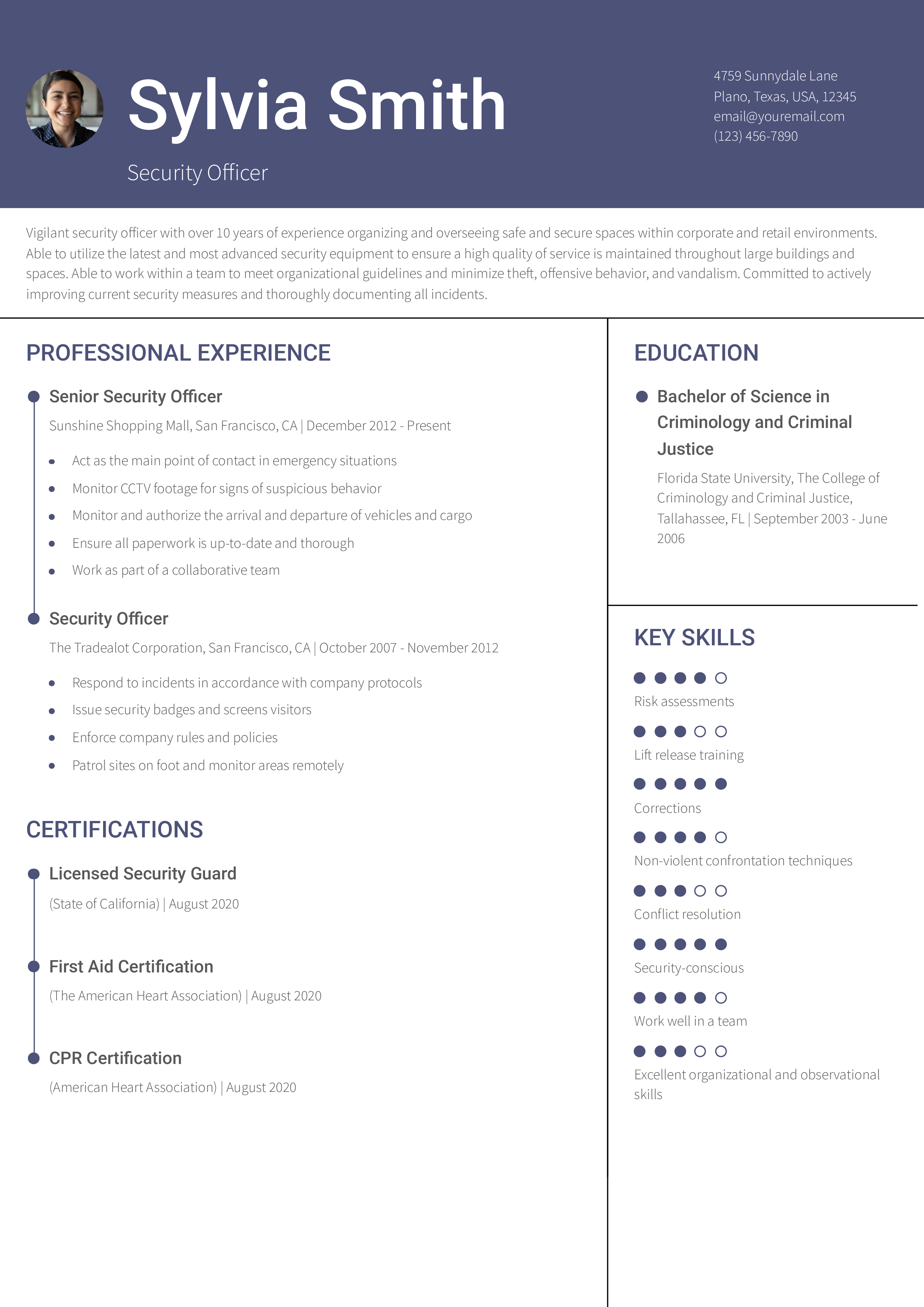 Security Officer Resume Examples and Templates for 2024 - ResumeBuilder.com