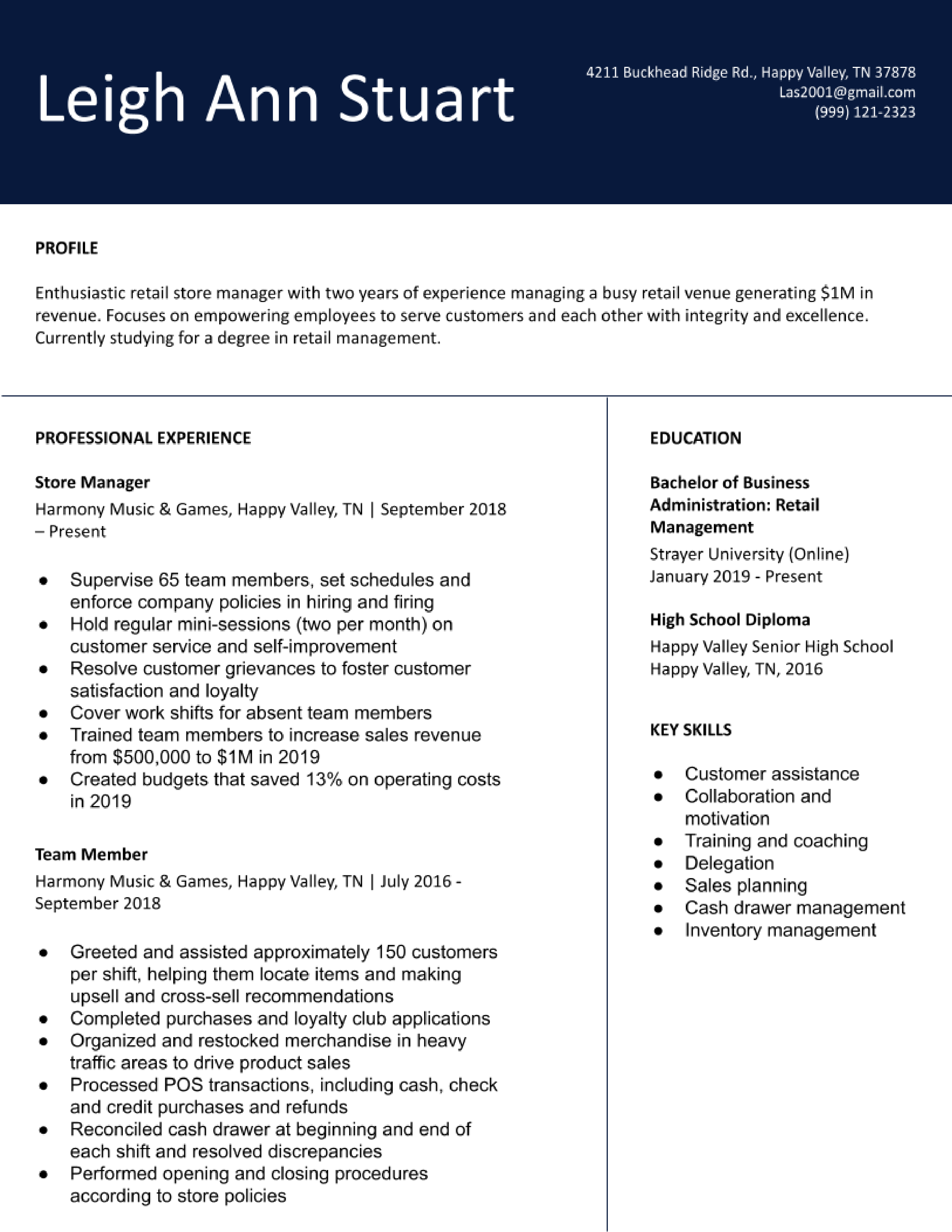 Store Manager Resume Examples and Templates for 2024 - ResumeBuilder.com