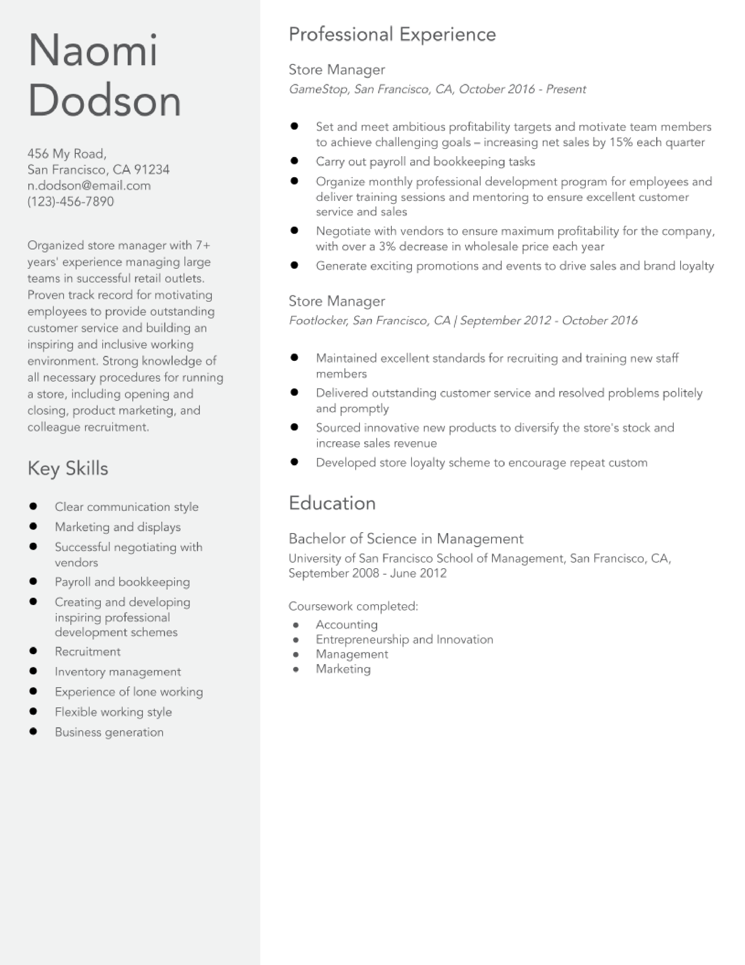 Store Manager Resume Examples and Templates for 2024 - ResumeBuilder.com