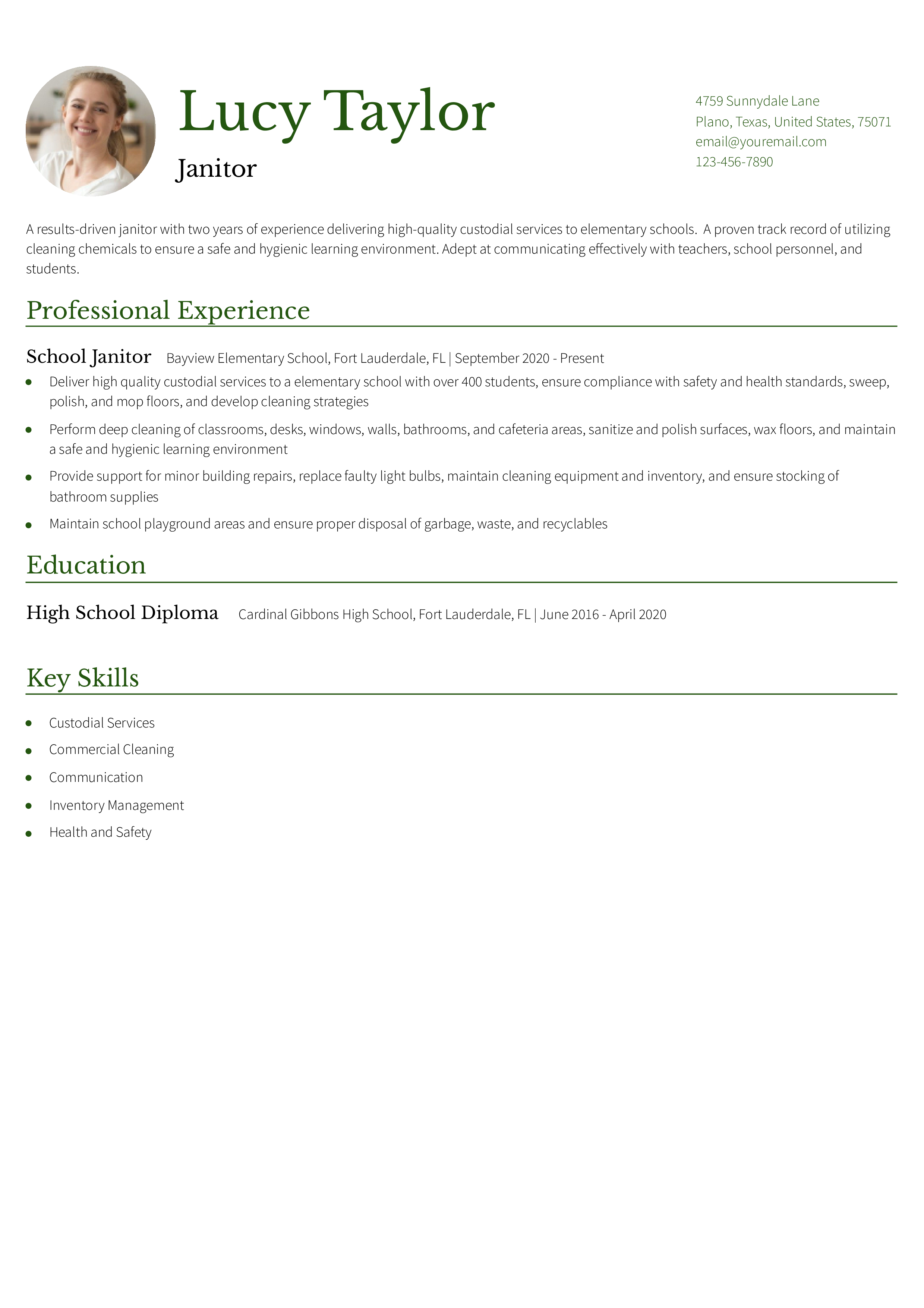 Janitor Resume Examples and Templates for 2024 - ResumeBuilder.com