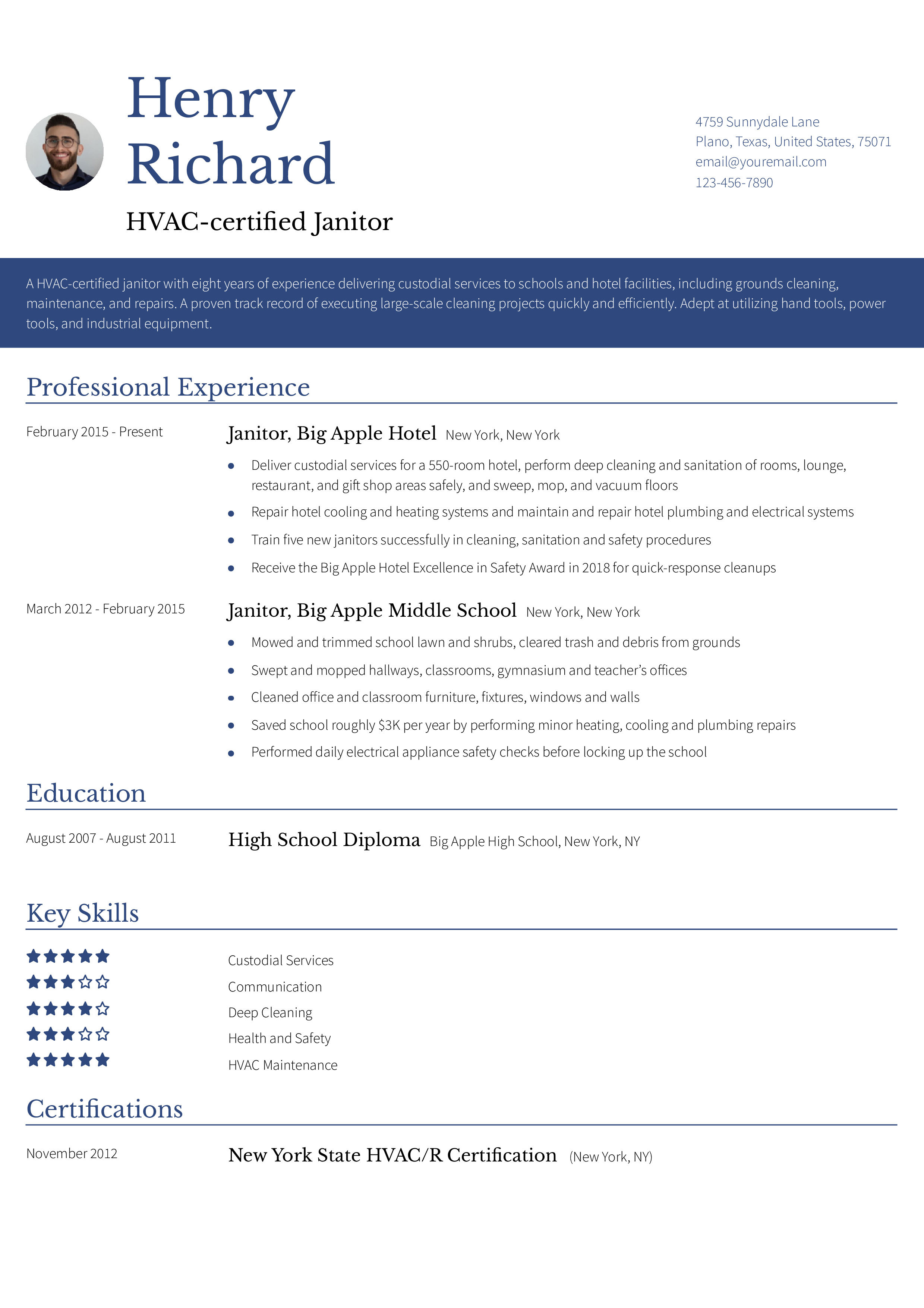 Janitor Resume Examples and Templates for 2024 - ResumeBuilder.com