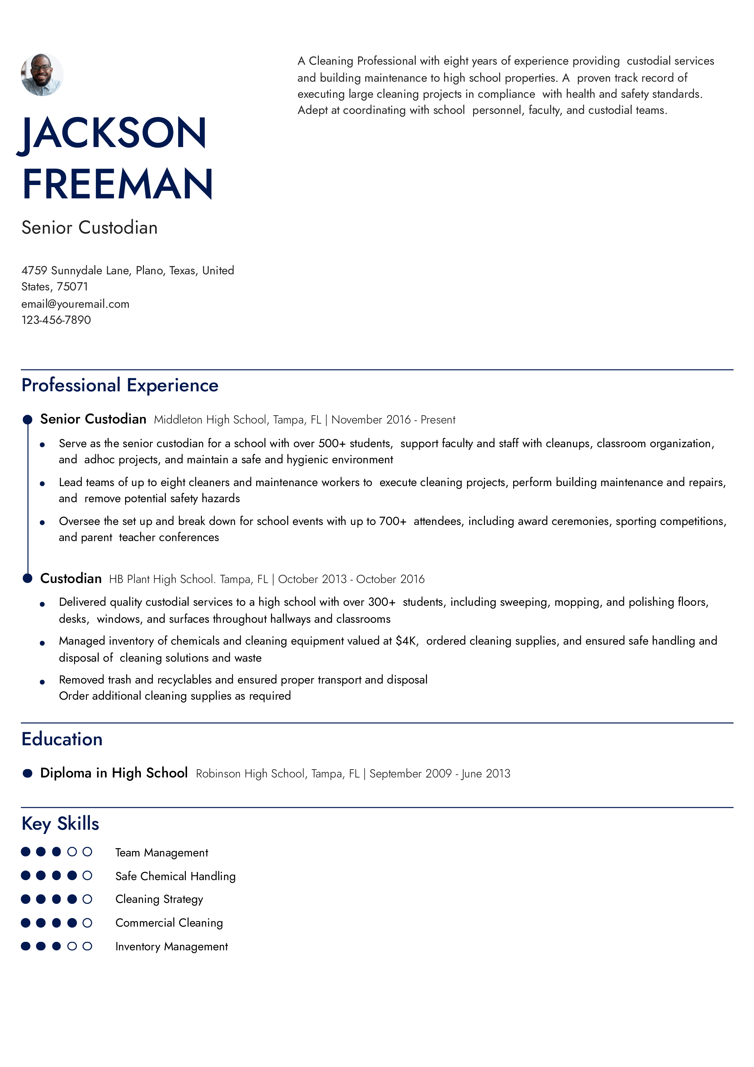 Custodian Resume Examples and Templates for 2024 - ResumeBuilder.com