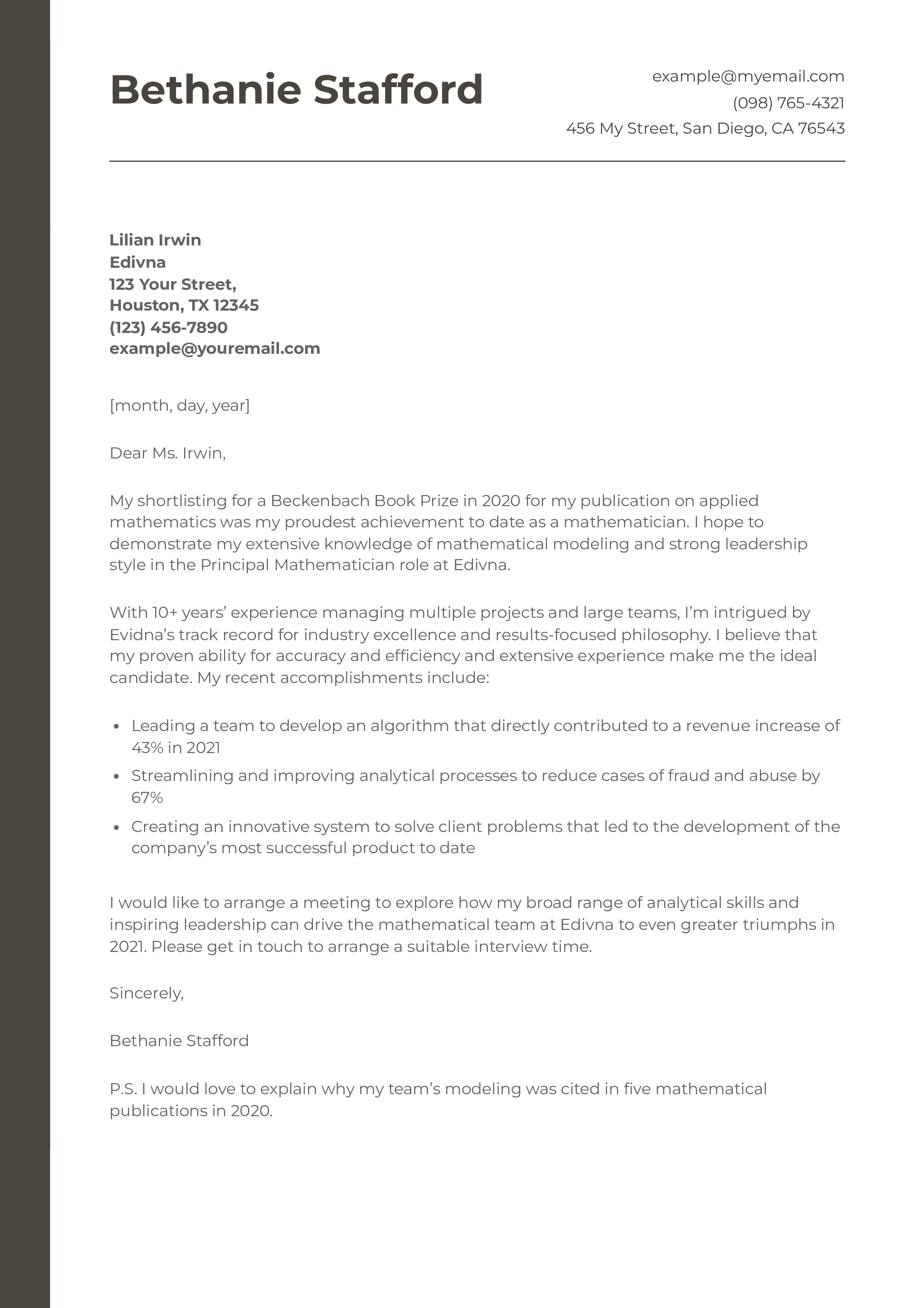 Data Scientist Cover Letter Examples and Templates for 2024 ...