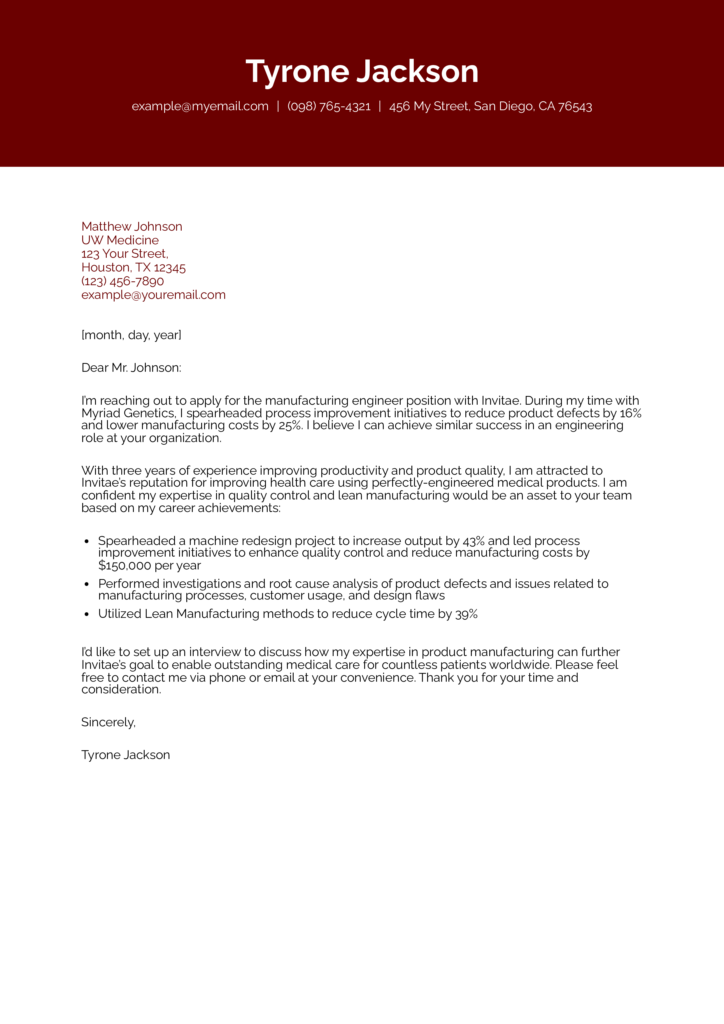 Engineering Cover Letter Examples and Templates for 2024 ...