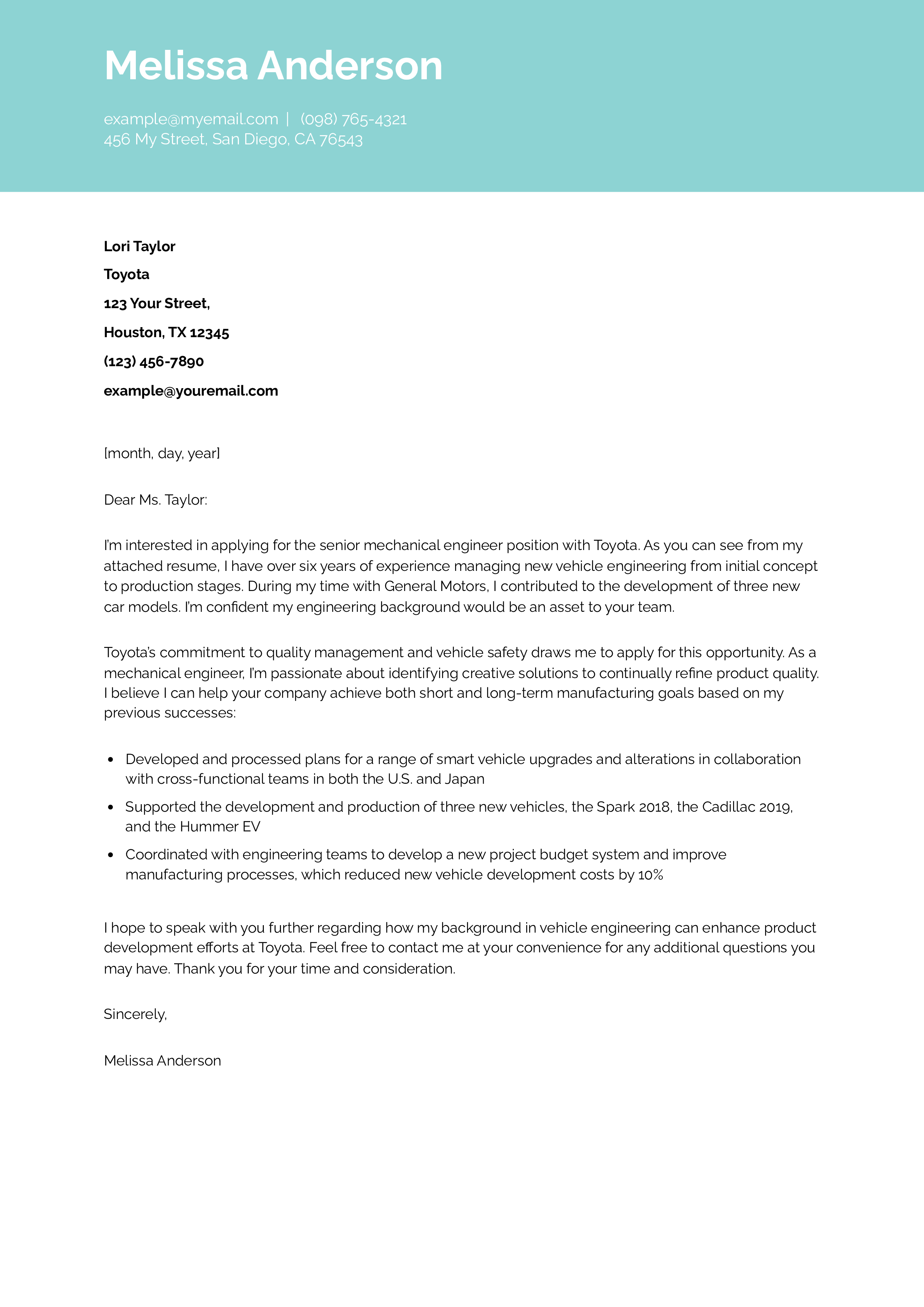 Engineering Cover Letter Examples and Templates for 2024 ...