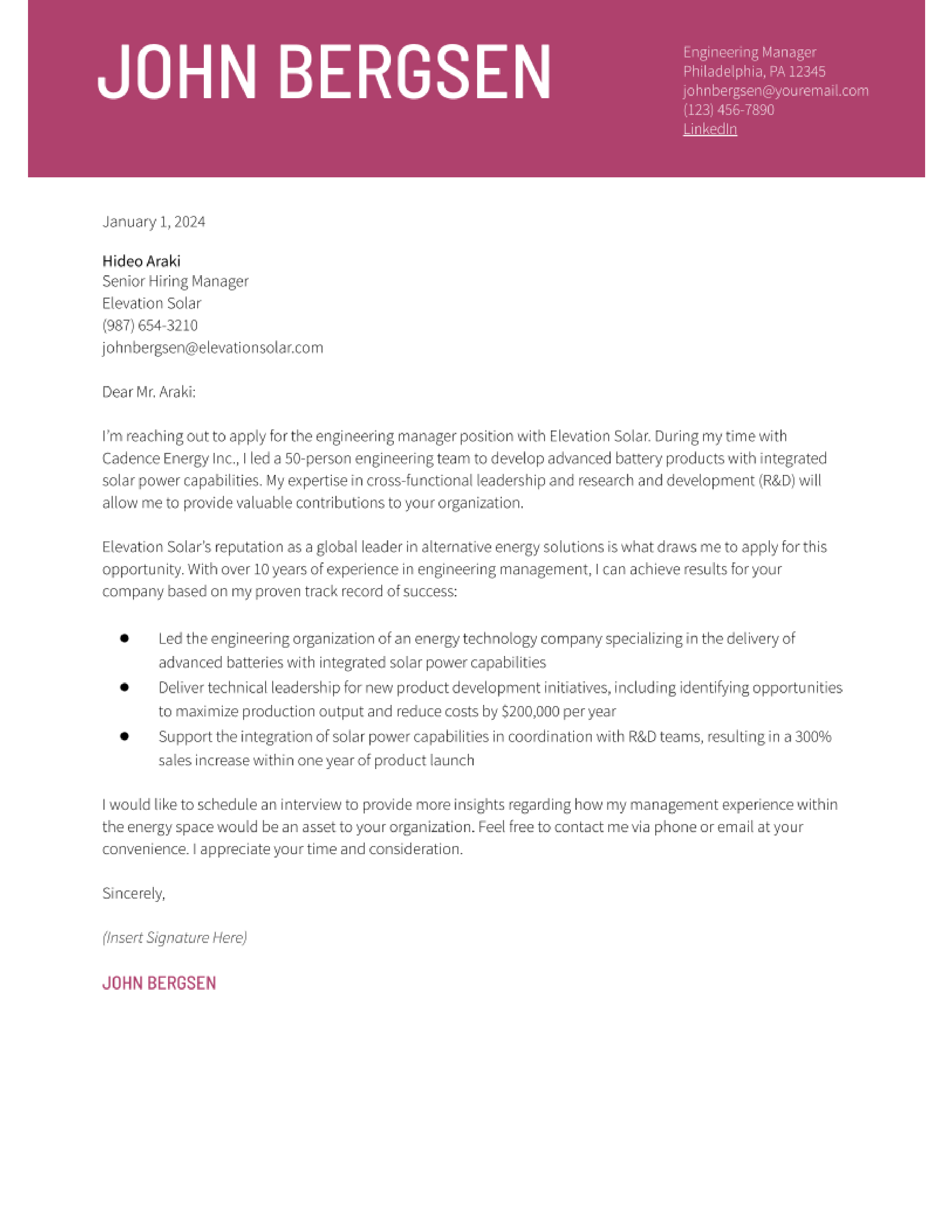 Engineering Cover Letter Examples and Templates for 2024 ...