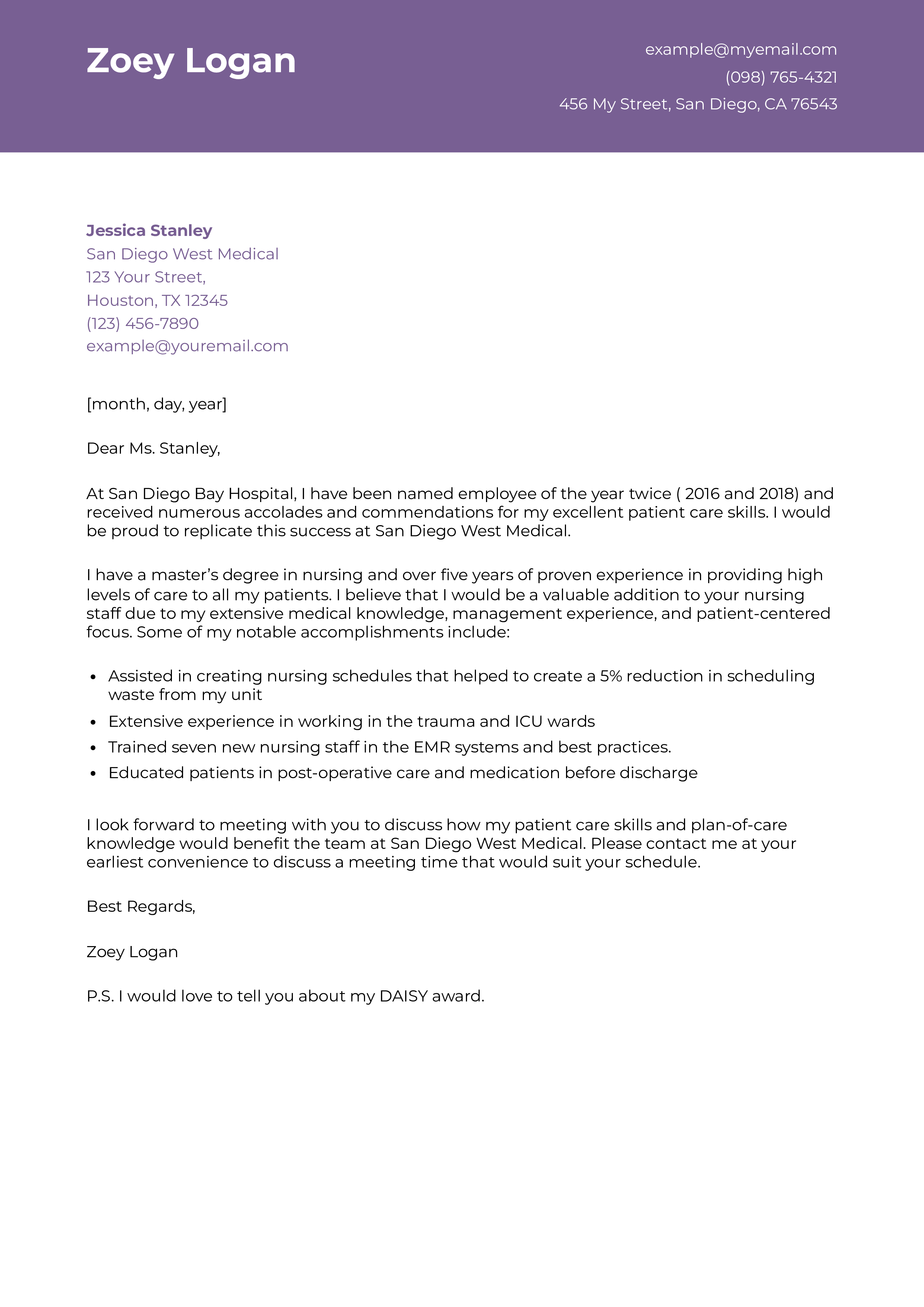 Nursing Cover Letter Examples and Templates for 2024 - ResumeBuilder.com