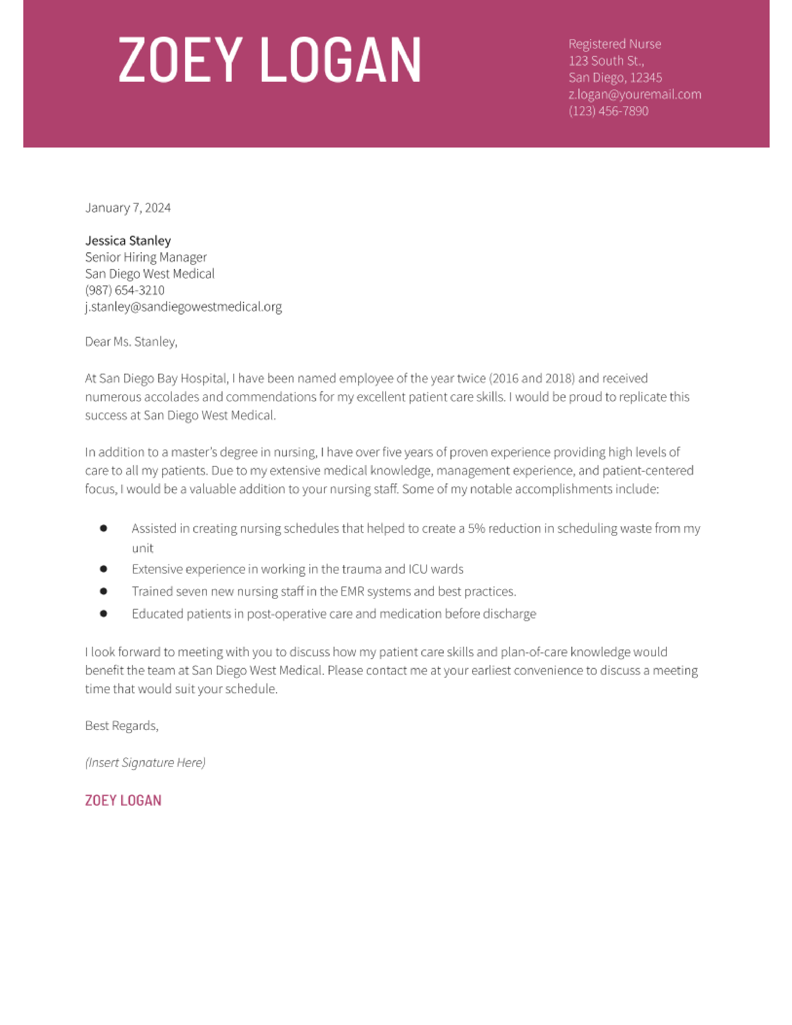 Nursing Cover Letter Examples and Templates for 2024 - ResumeBuilder.com