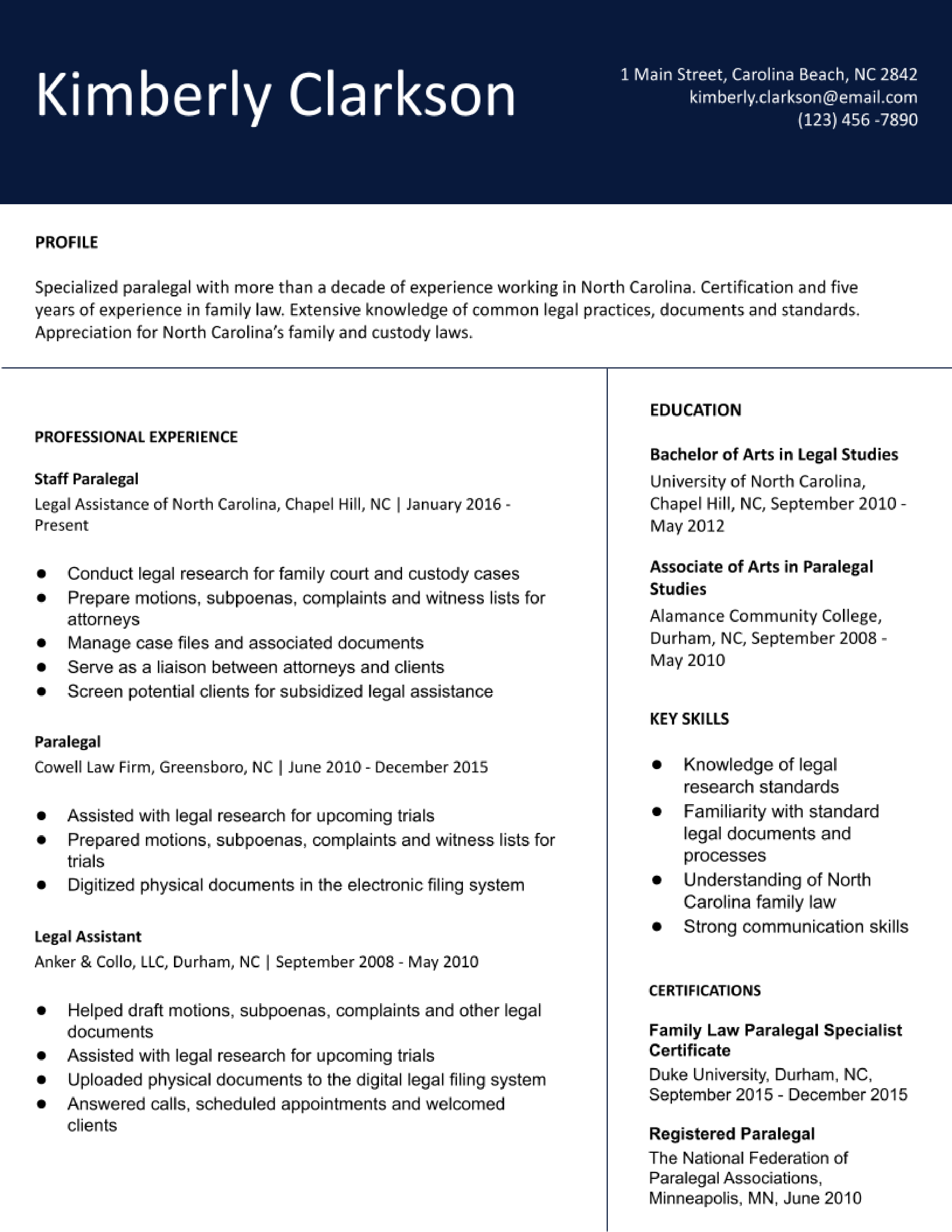 Paralegal Resume Examples and Templates for 2024 - ResumeBuilder.com