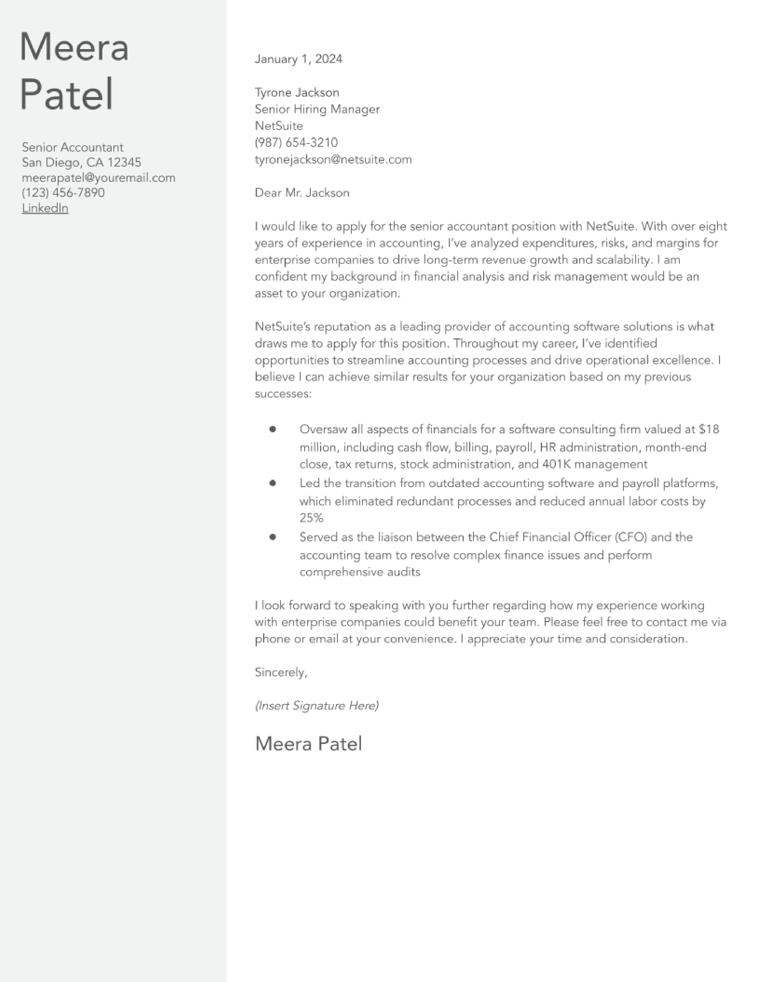 Accountant Cover Letter Examples and Templates for 2024 - ResumeBuilder.com