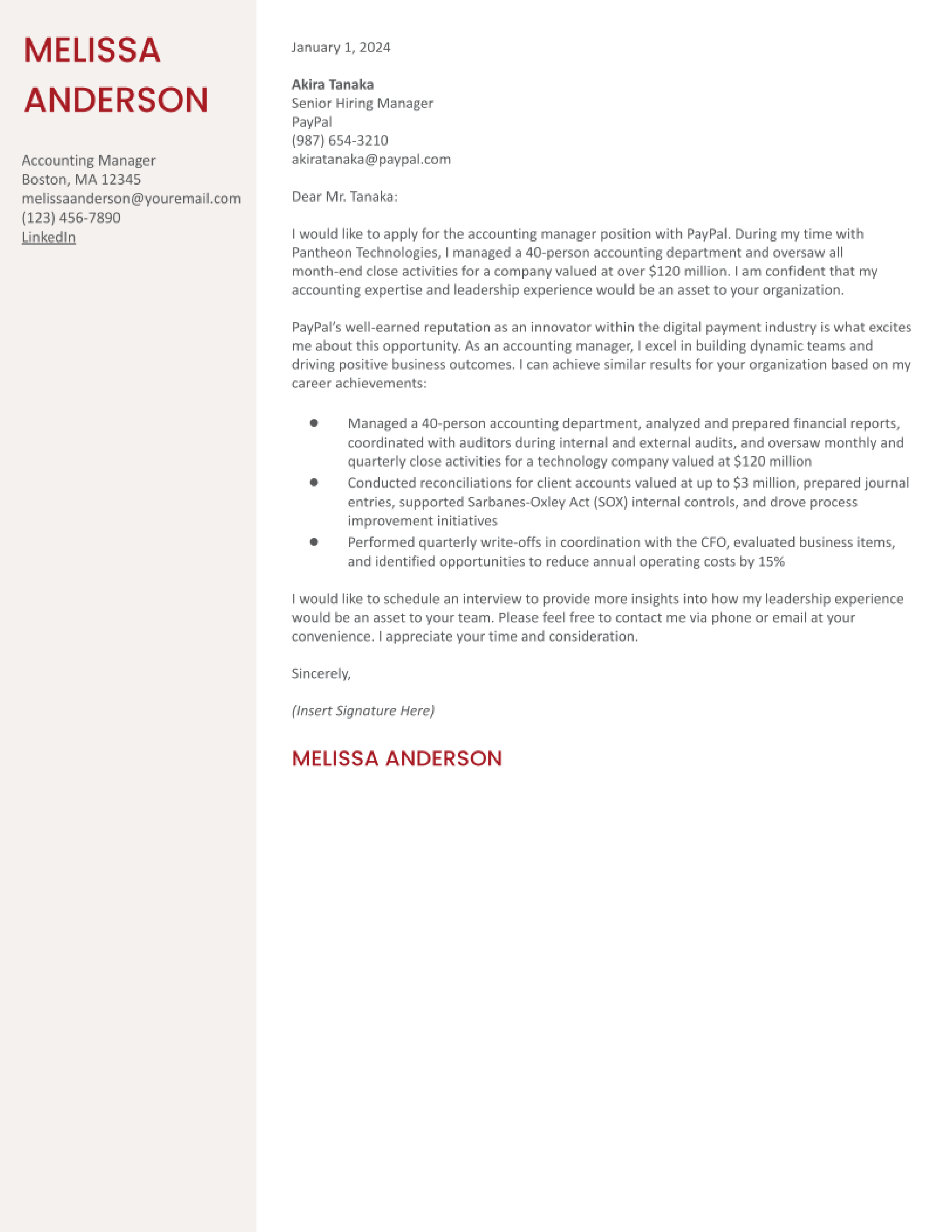 Accountant Cover Letter Examples and Templates for 2024 - ResumeBuilder.com