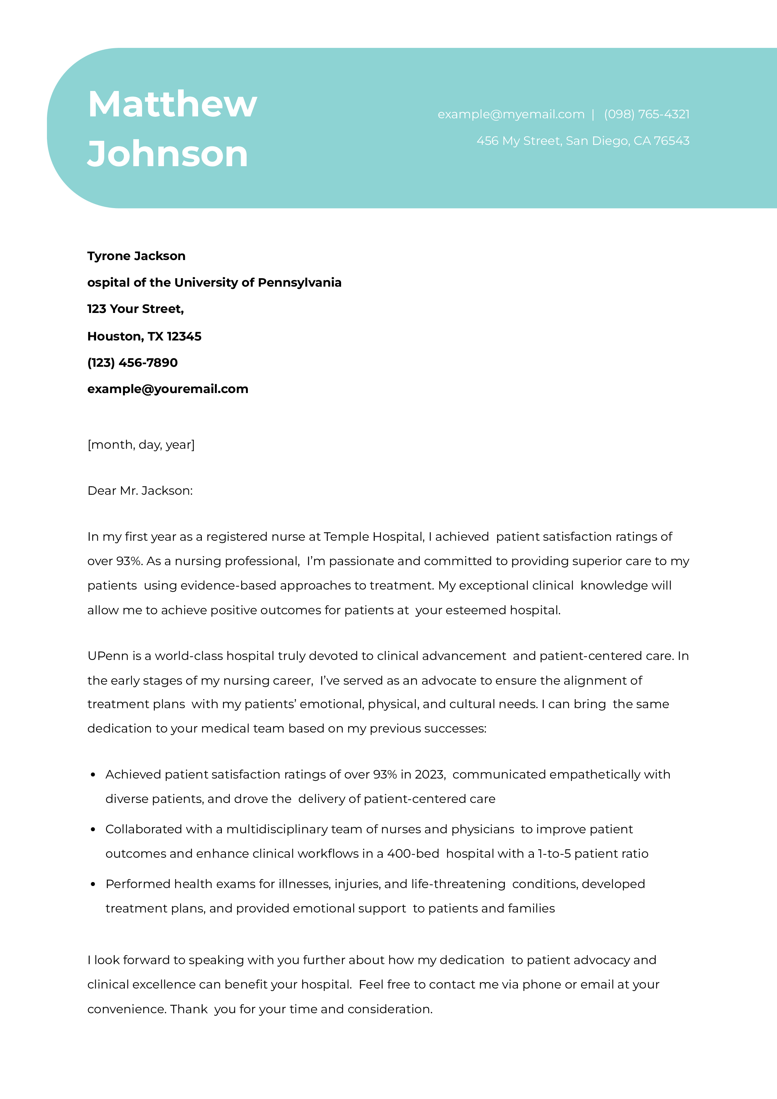 Entry-Level Nurse Cover Letter Examples and Templates for 2024 ...