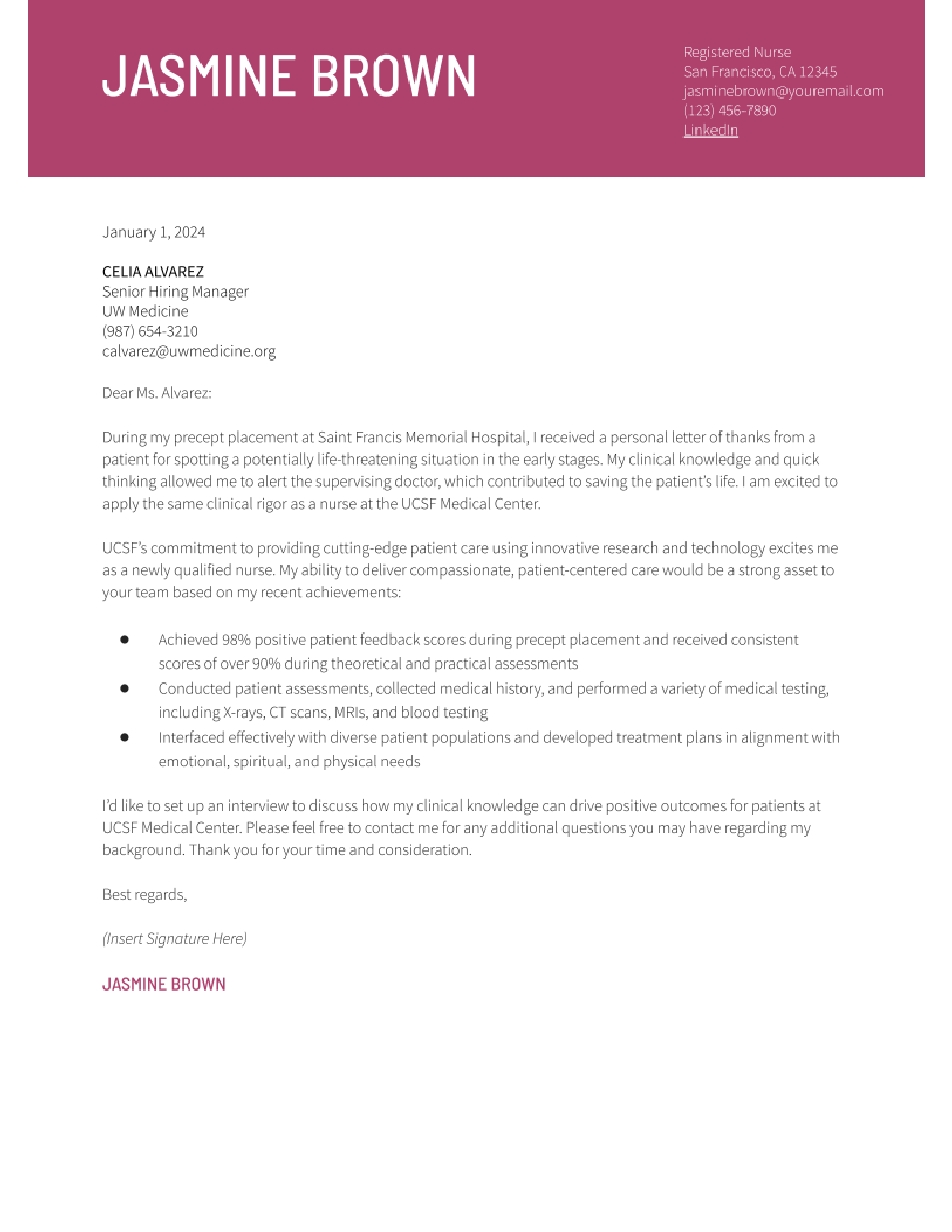 Entry-Level Nurse Cover Letter Examples and Templates for 2024 ...