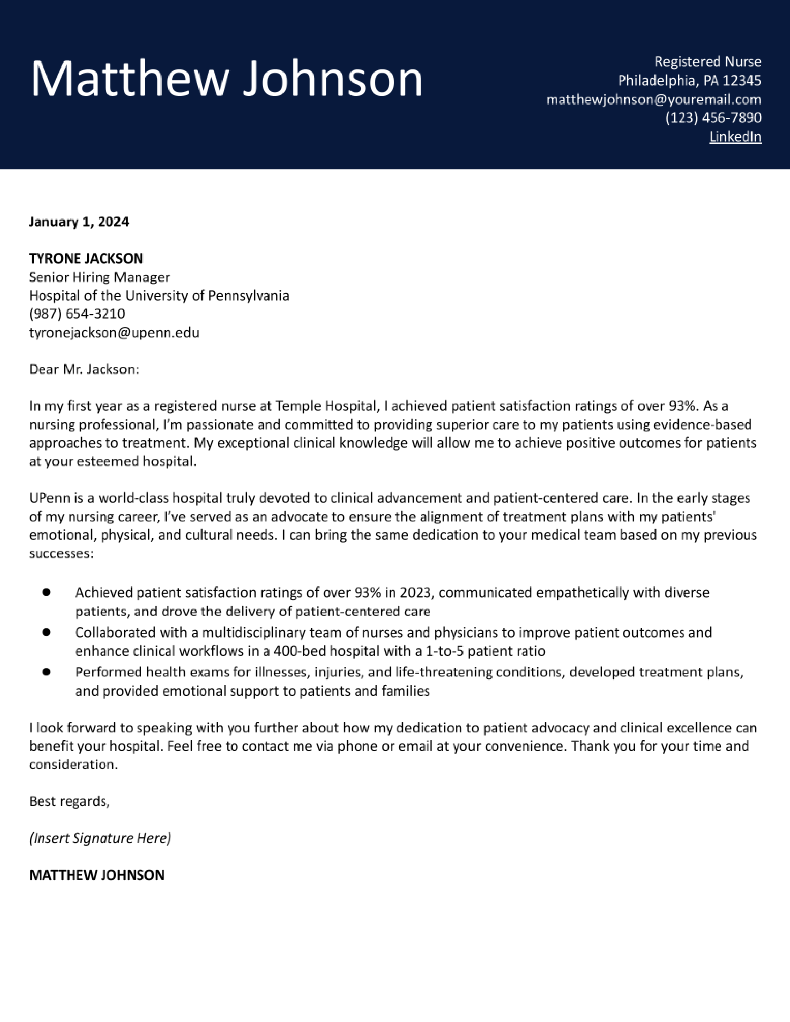 Entry-Level Nurse Cover Letter Examples and Templates for 2024 ...