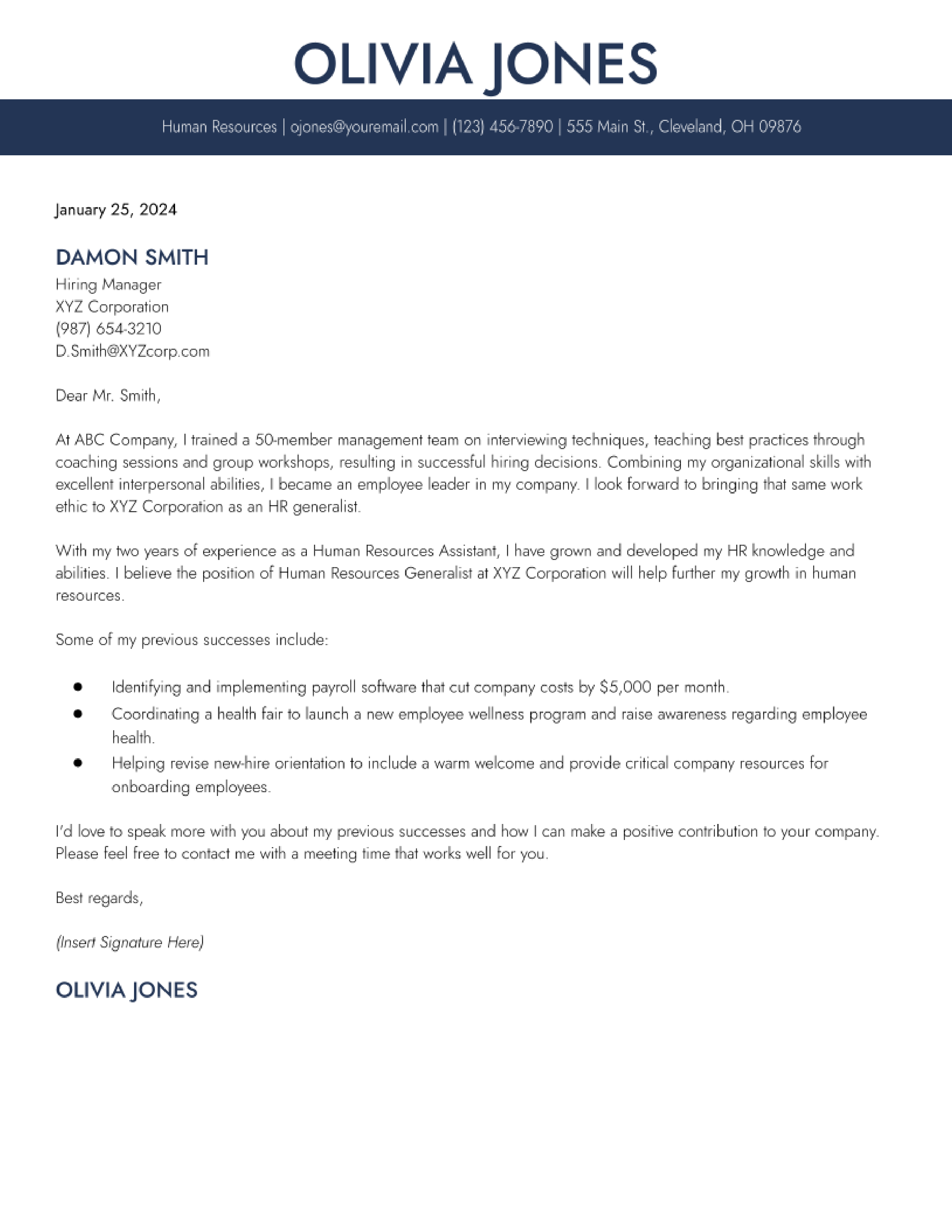Human Resources (HR) Cover Letter Examples and Templates for 2024 ...