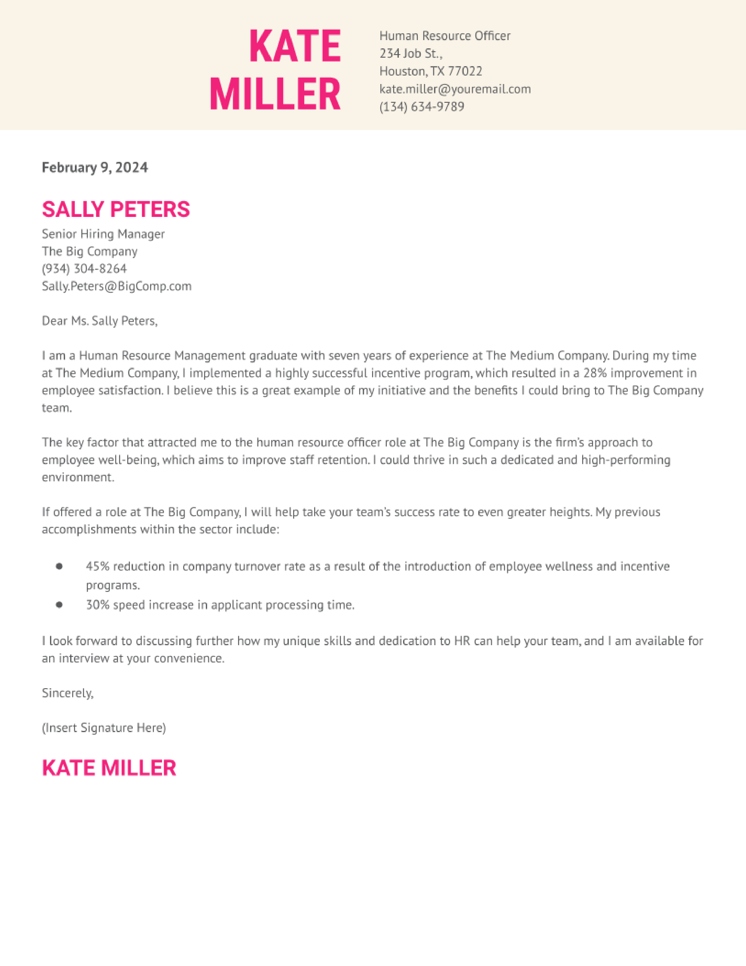 Human Resources (HR) Cover Letter Examples and Templates for 2024 ...