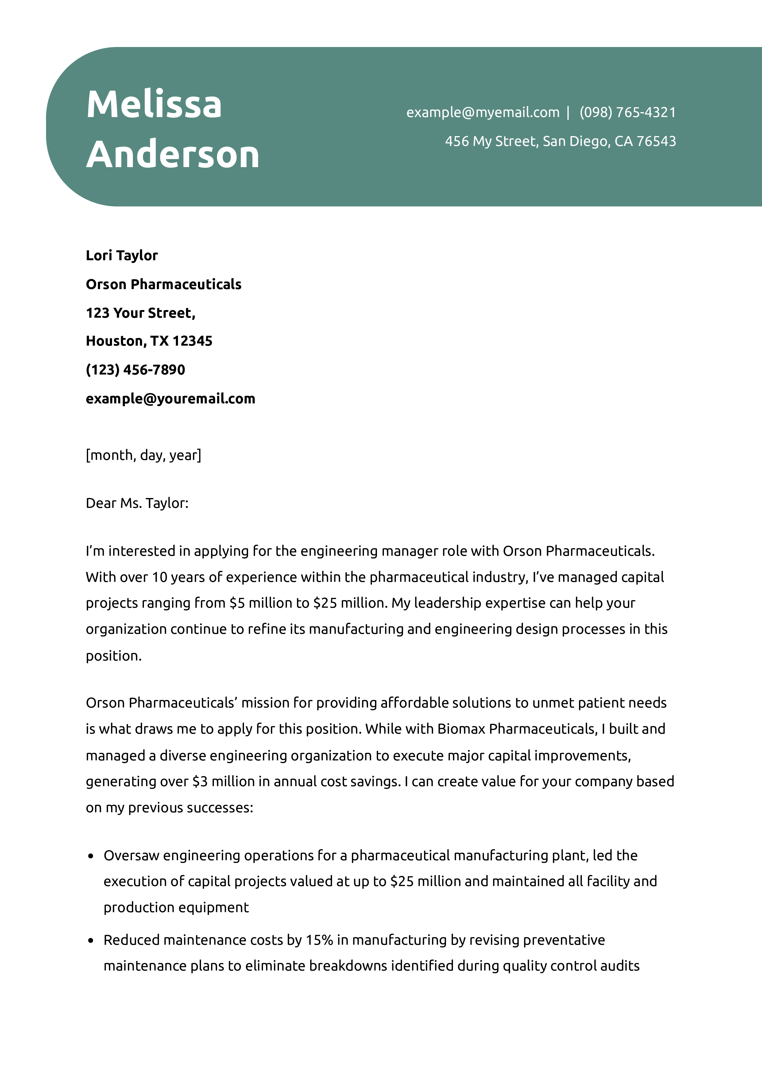 Mechanical Engineer Cover Letter Examples and Templates for 2024 ...