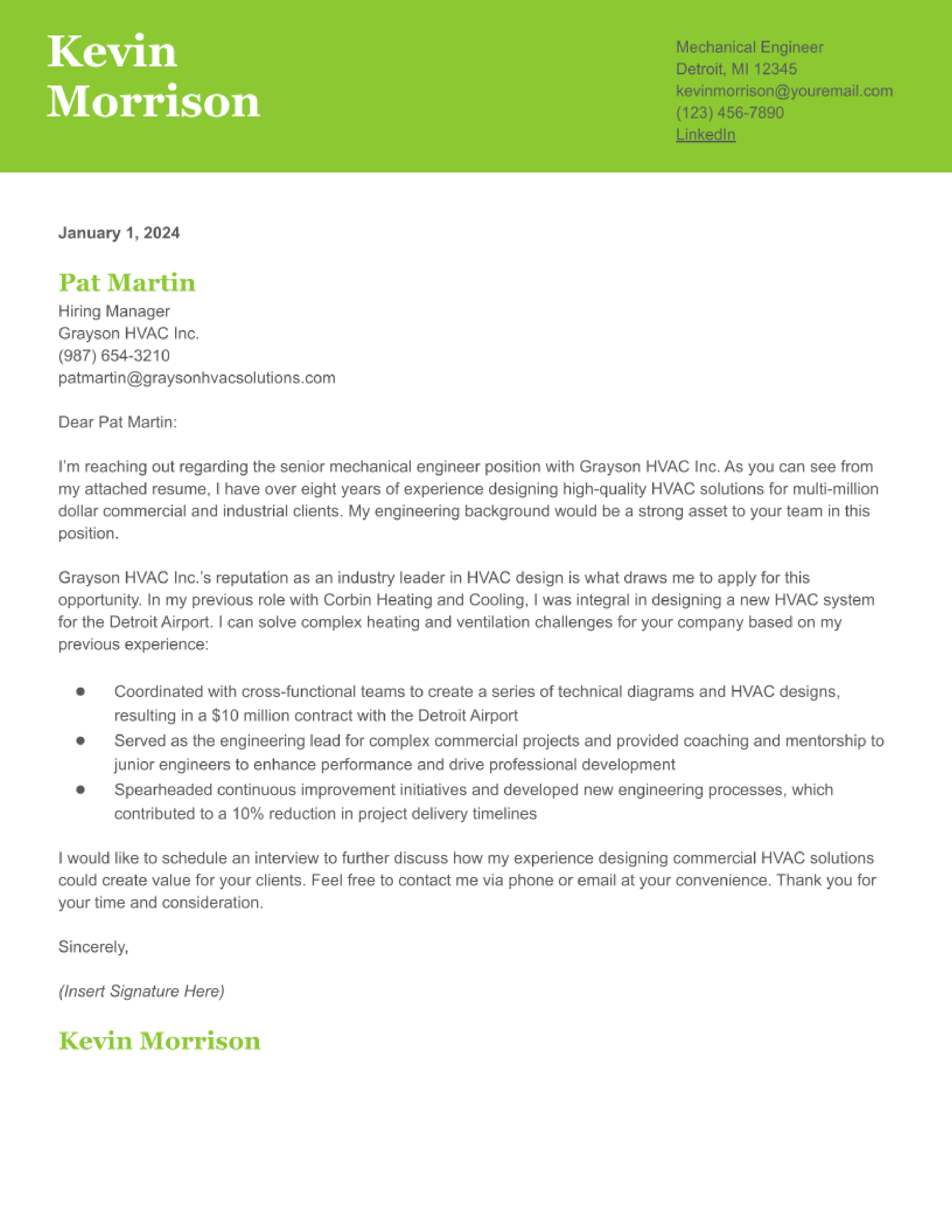 Mechanical Engineer Cover Letter Examples and Templates for 2024 ...