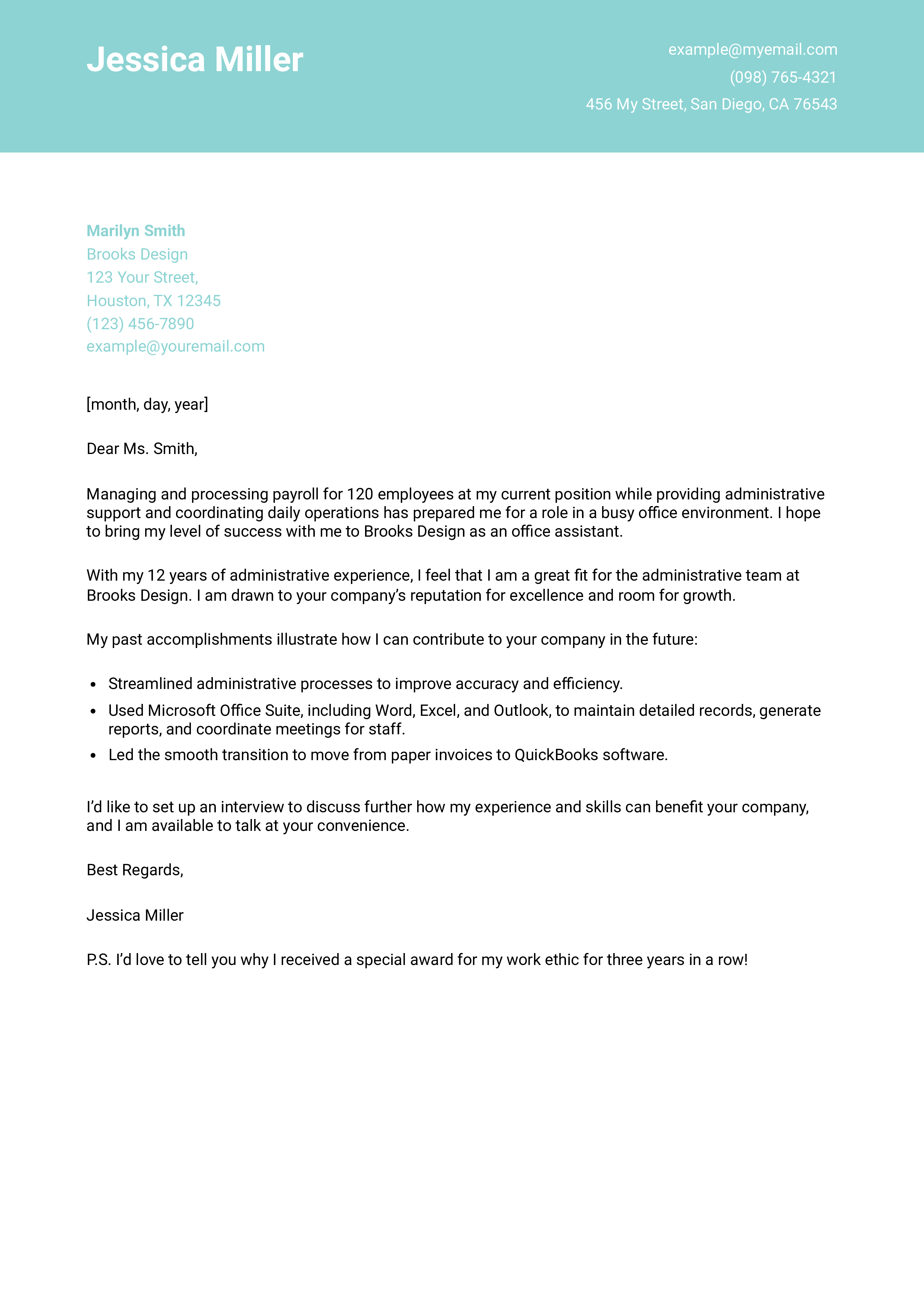 Office Assistant Cover Letter Examples and Templates for 2024 ...