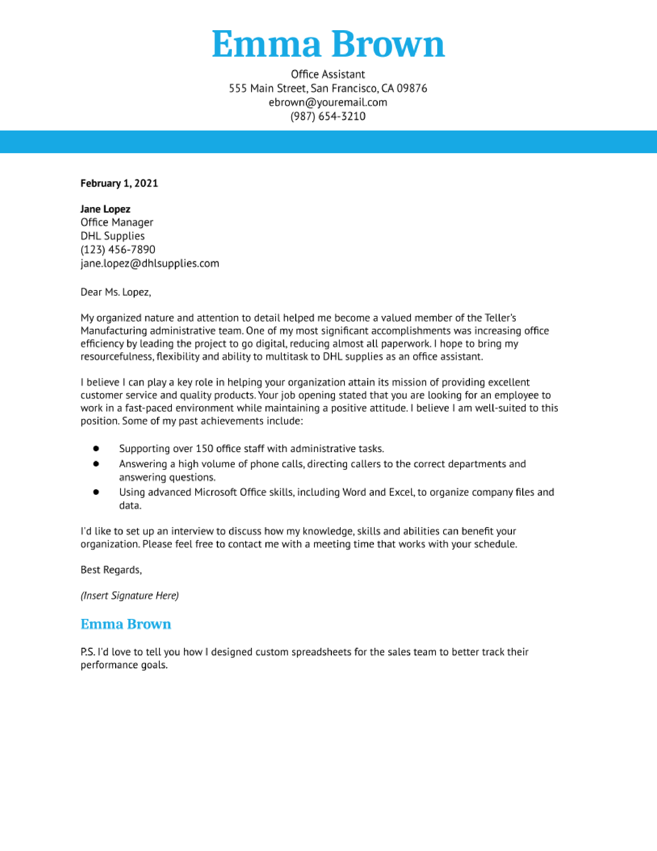 Office Assistant Cover Letter Examples and Templates for 2024 ...