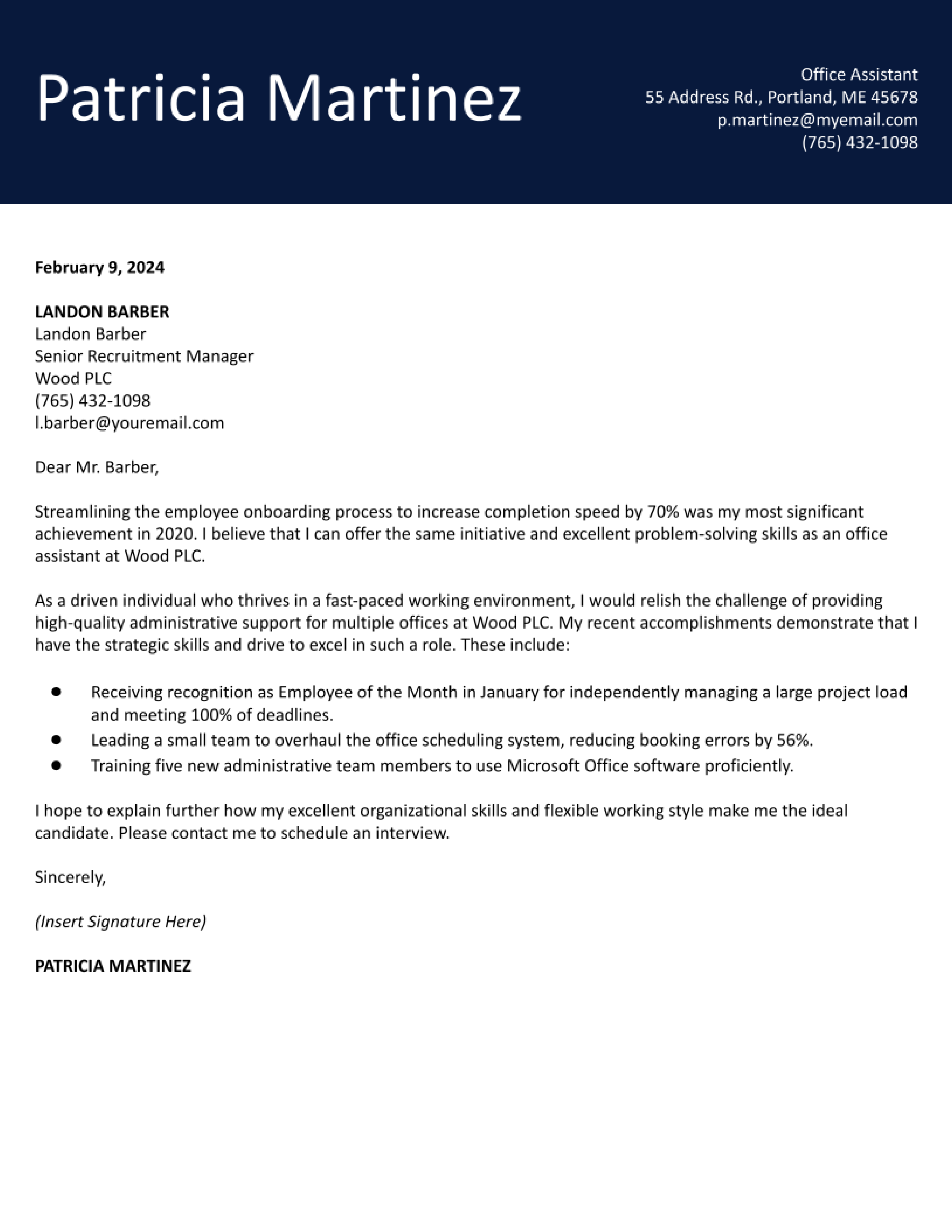 Office Assistant Cover Letter Examples and Templates for 2024 ...