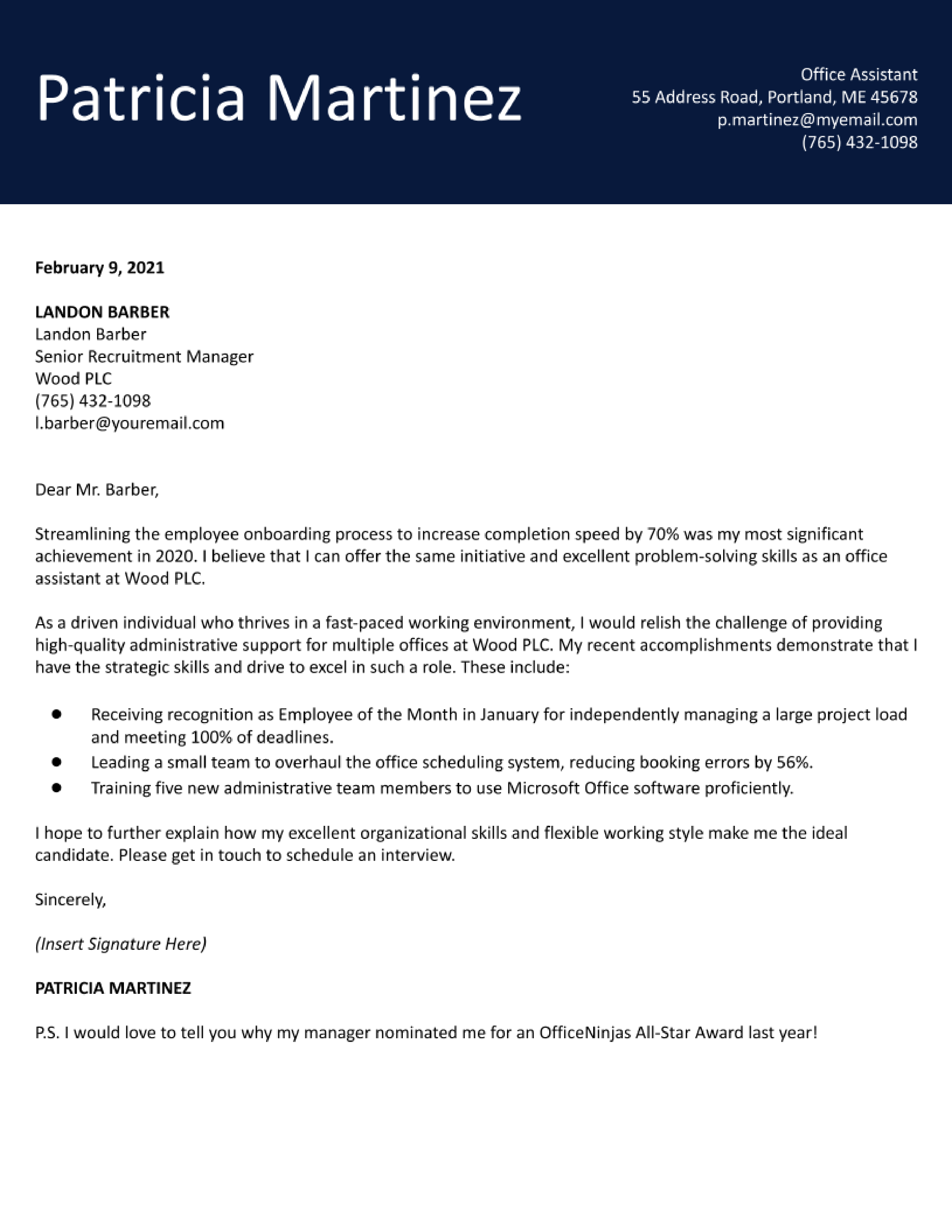 Office Assistant Cover Letter Examples and Templates for 2024 ...