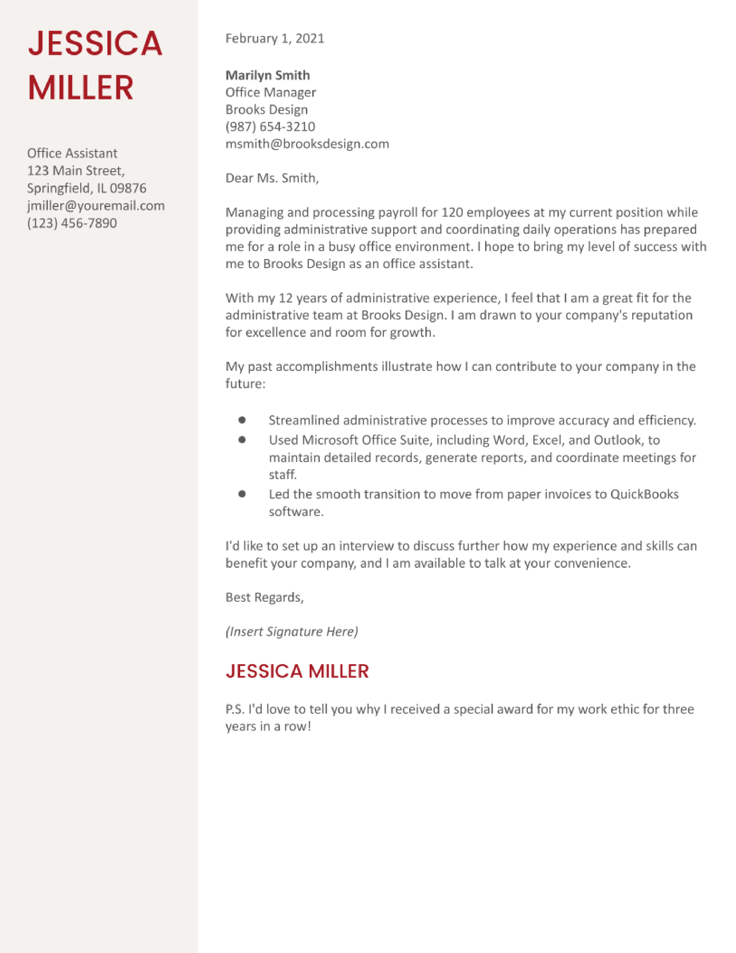 Office Assistant Cover Letter Examples and Templates for 2024 ...