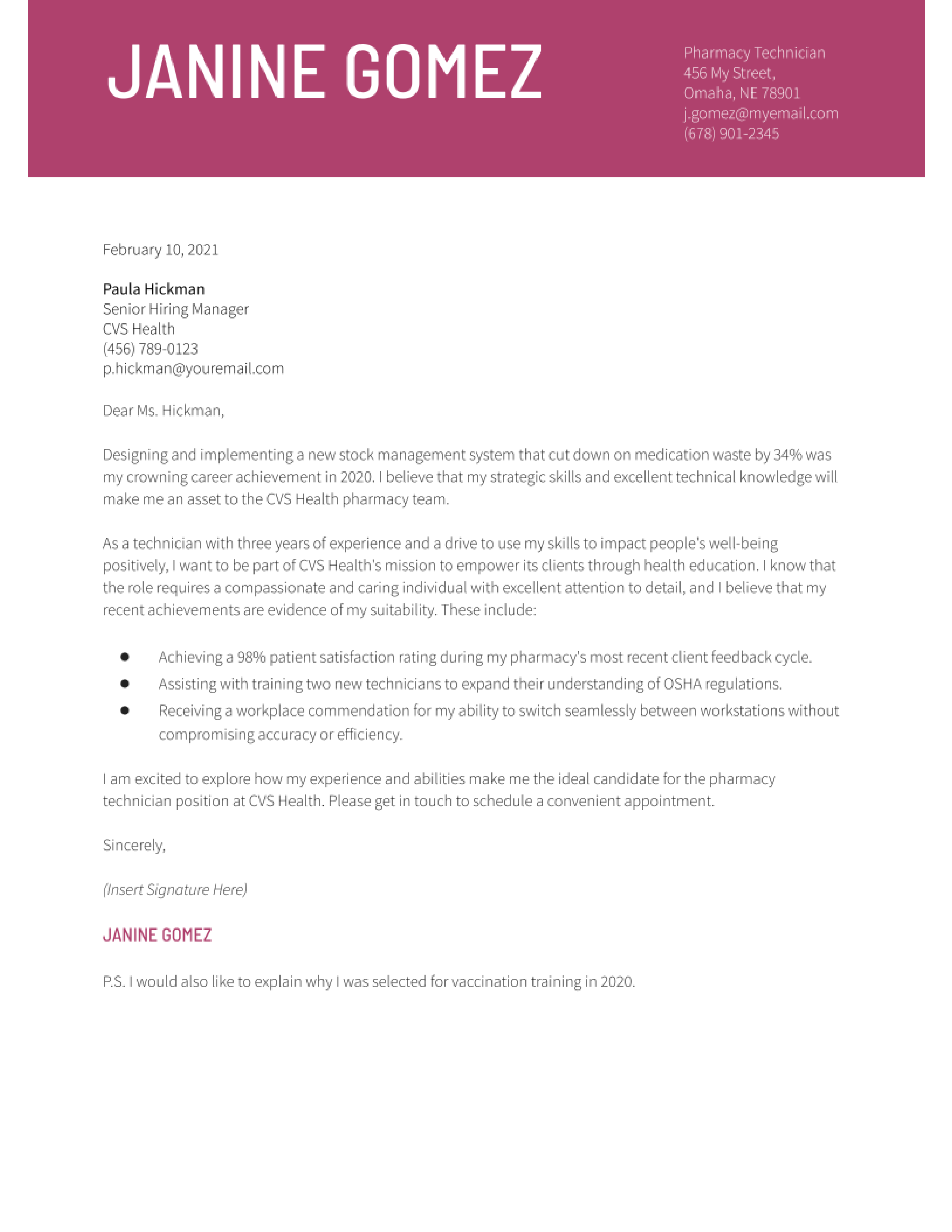 Pharmacy Technician Cover Letter Examples and Templates for 2024 ...