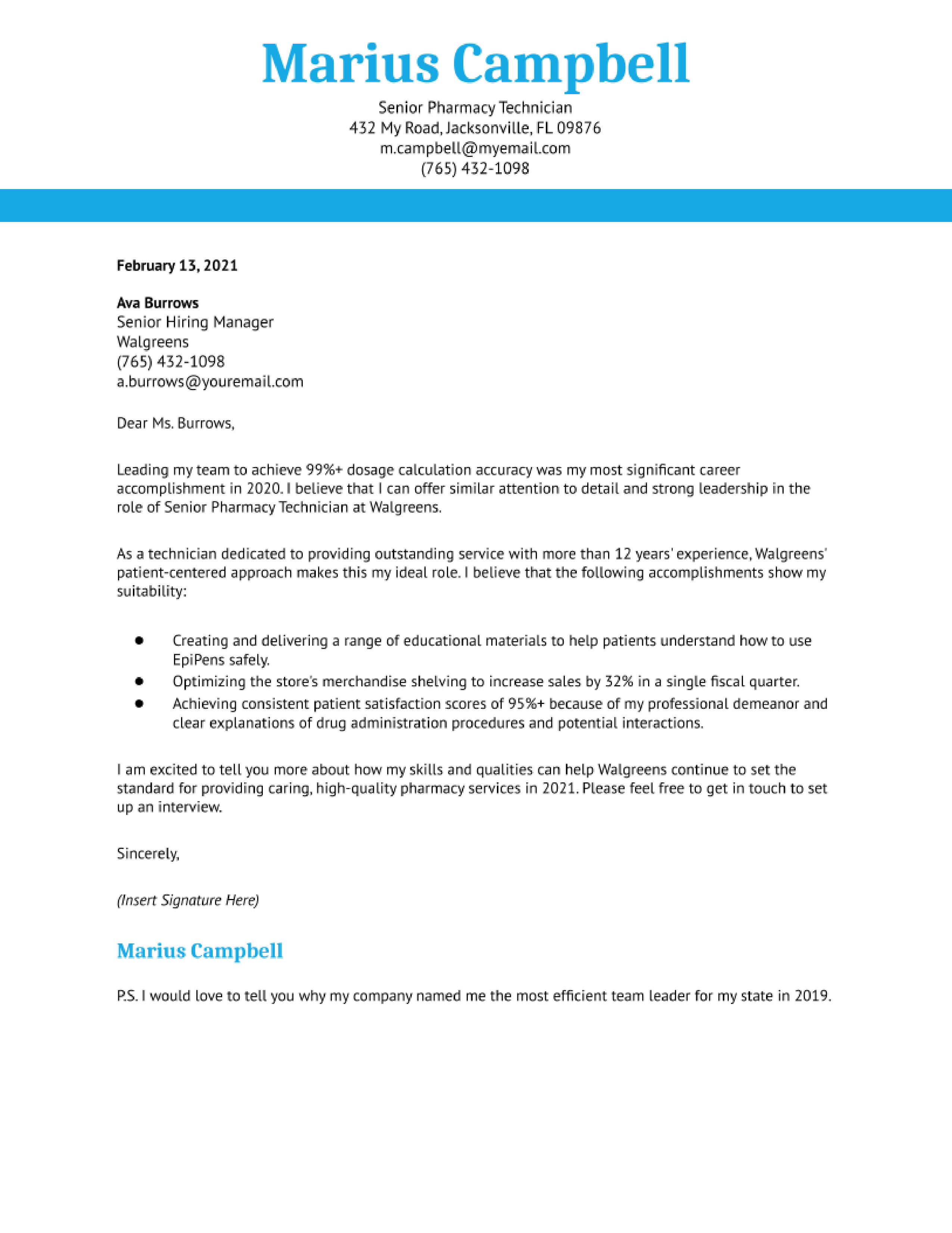 Pharmacy Technician Cover Letter Examples and Templates for 2024 ...