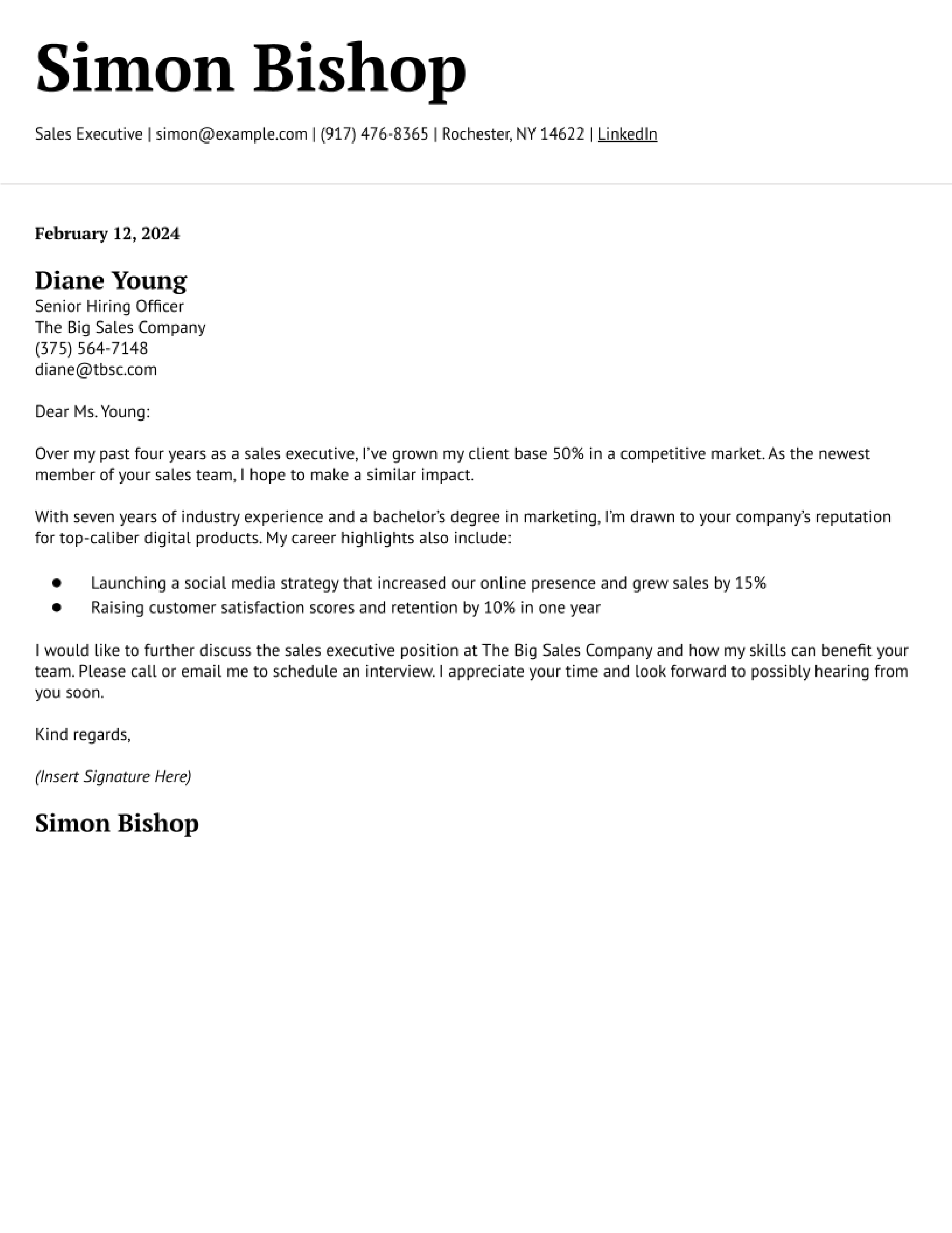 Sales Cover Letter Examples and Templates for 2024 - ResumeBuilder.com