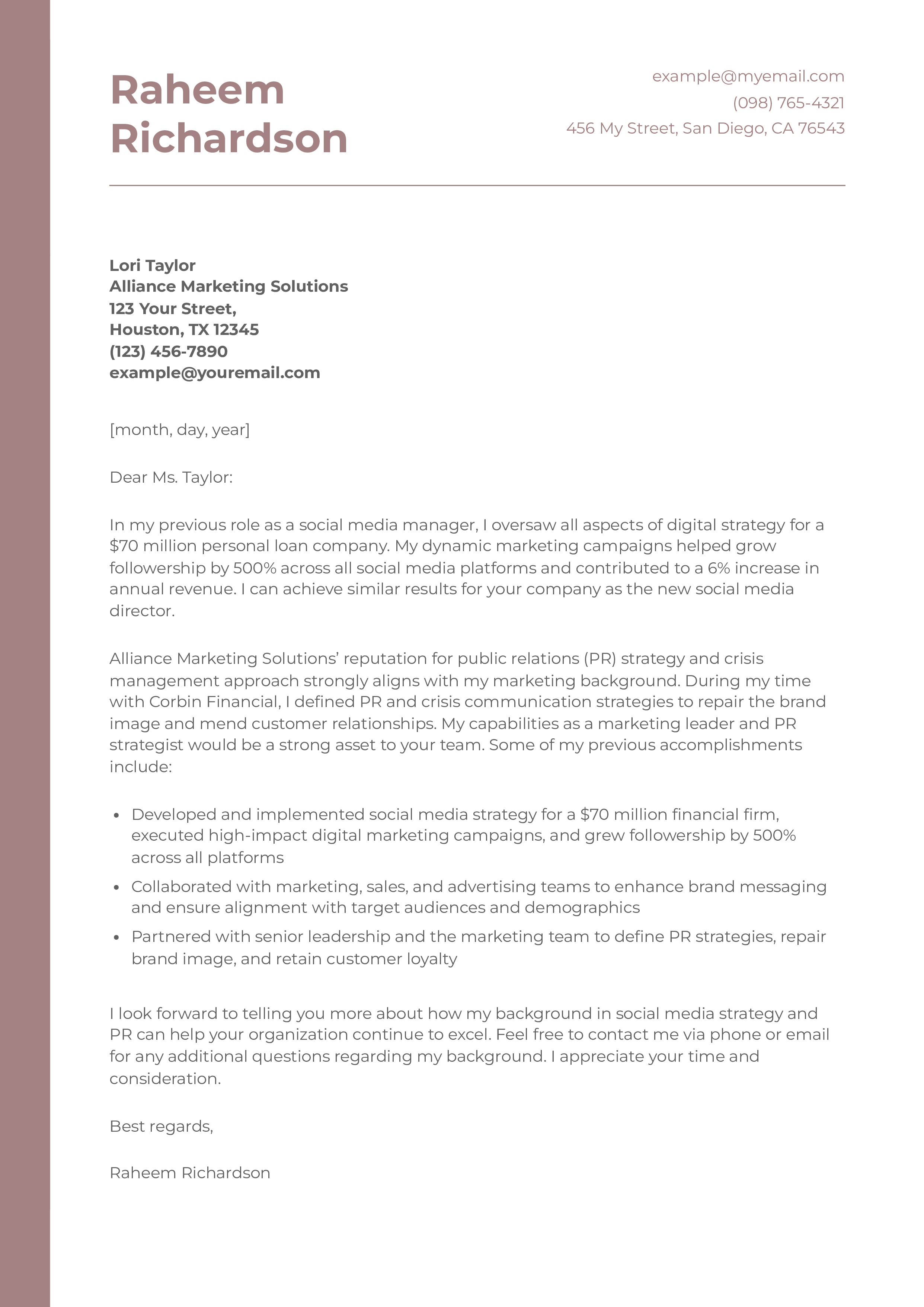 Social Media Cover Letter Examples and Templates for 2024 ...