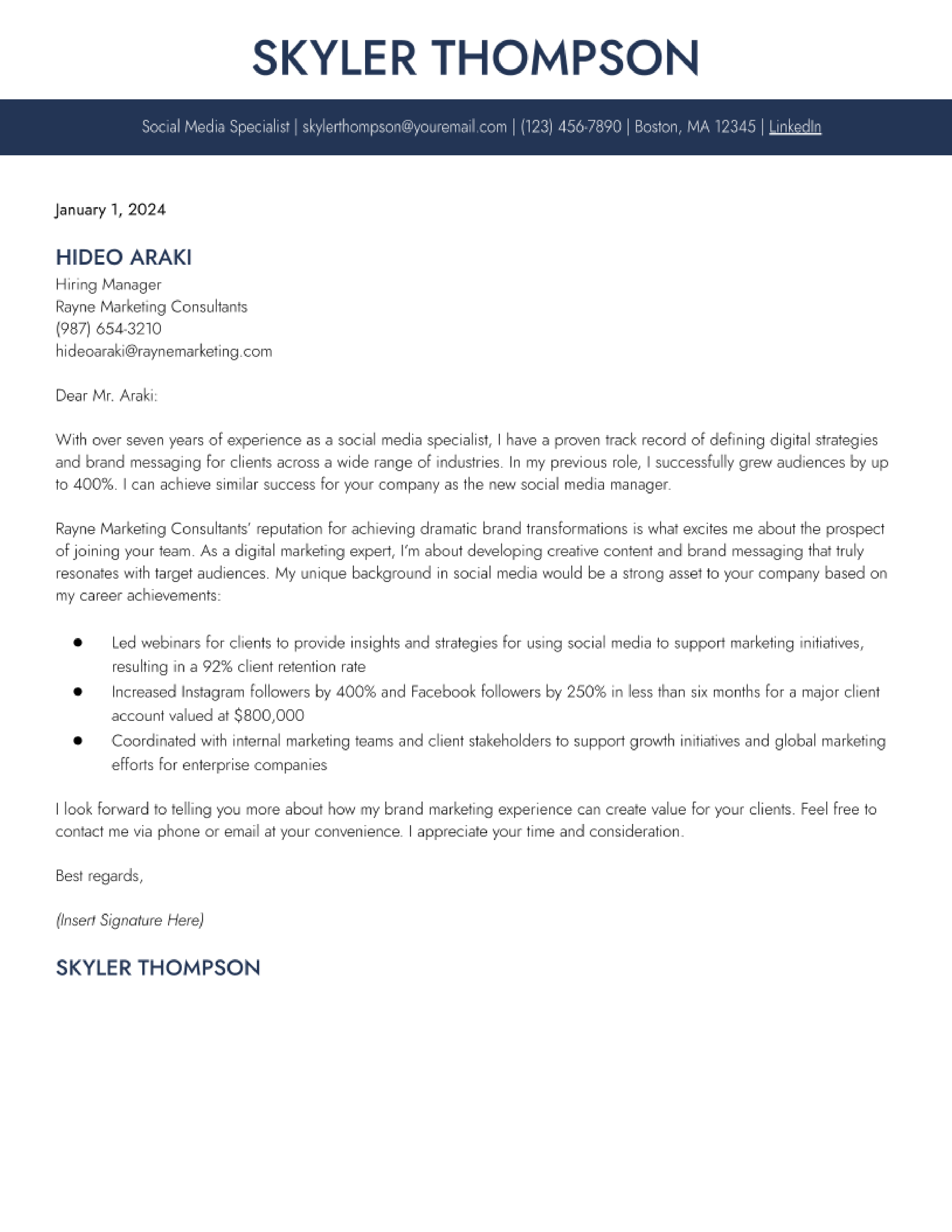 Social Media Cover Letter Examples and Templates for 2024 ...