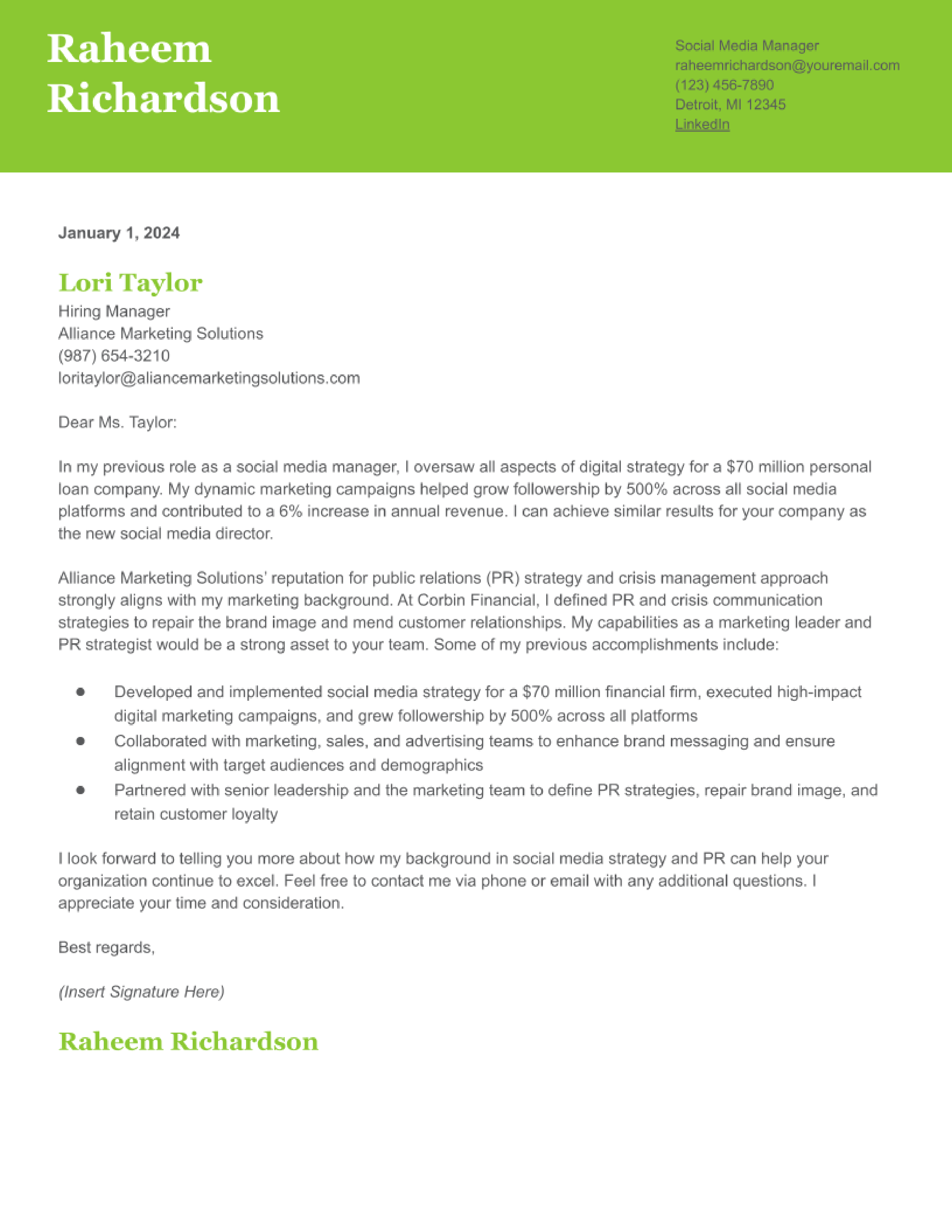 Social Media Cover Letter Examples and Templates for 2024 ...