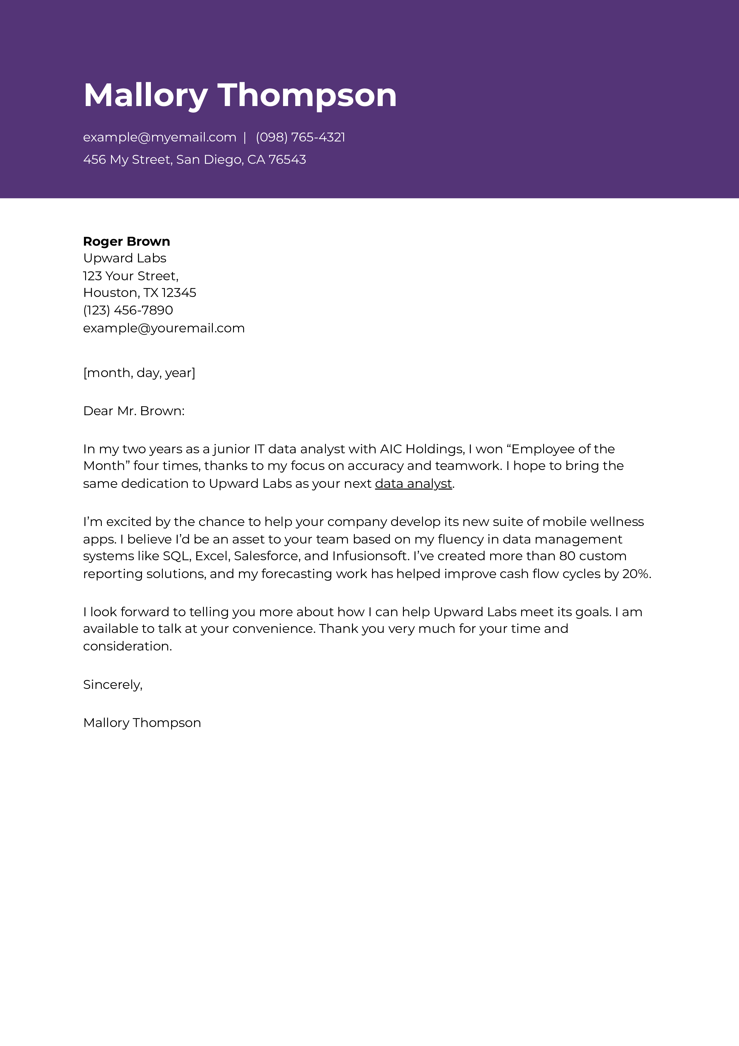 Data Analyst Cover Letter Examples and Templates for 2024 ...