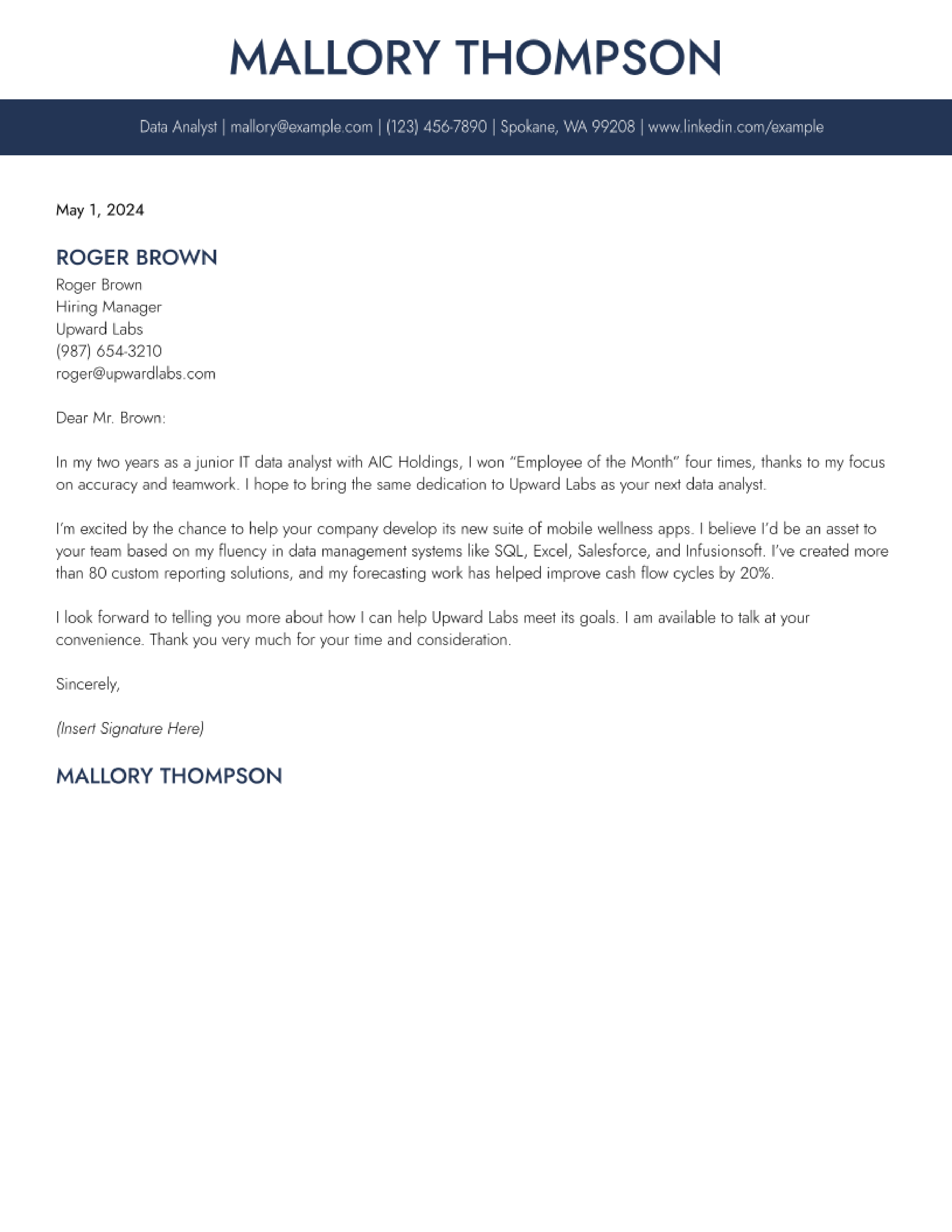 Data Analyst Cover Letter Examples and Templates for 2024 ...