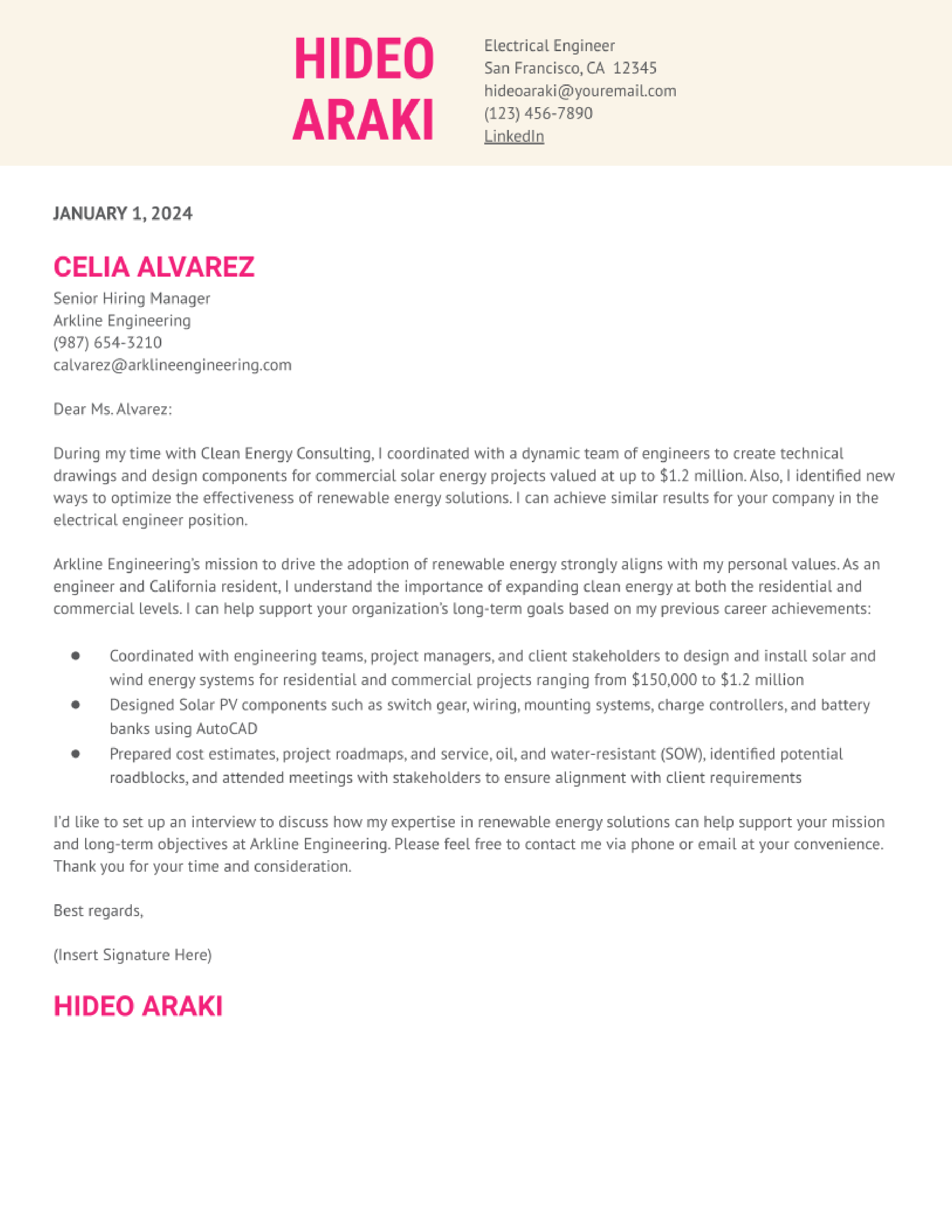 Electrical Engineer Cover Letter Examples and Templates for 2024 ...