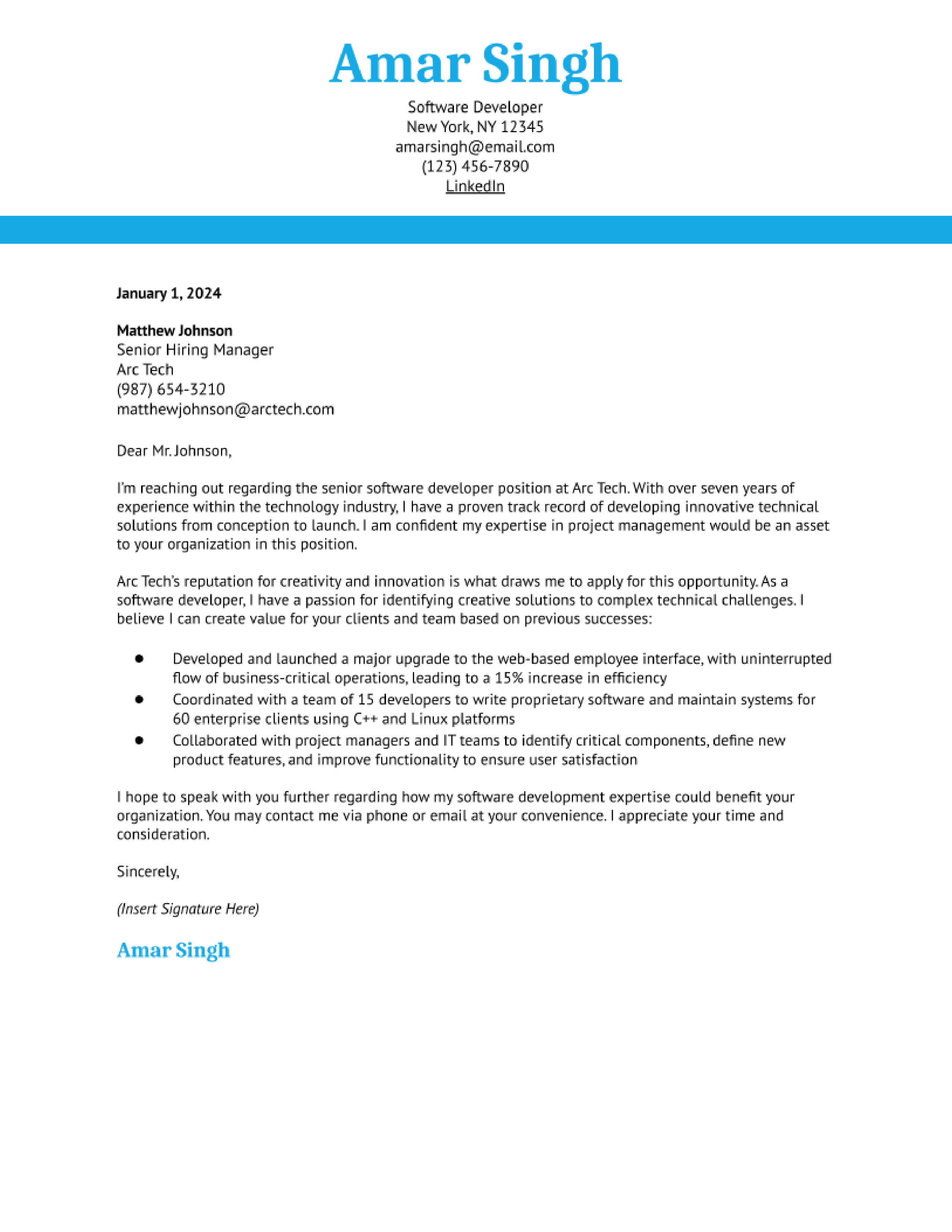 Information Technology Cover Letter Examples and Templates for 2024 ...