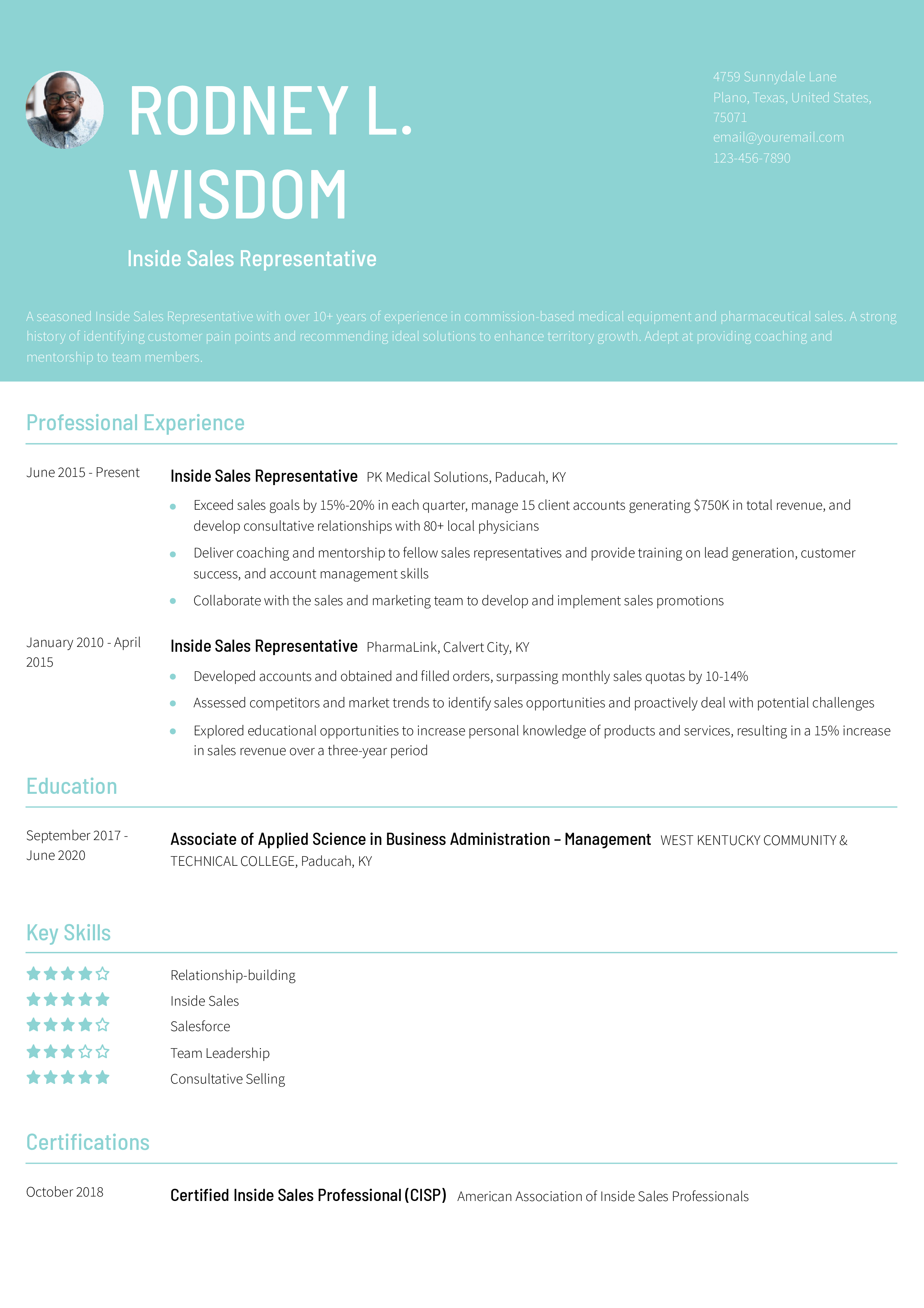 Inside Sales Rep Resume Examples and Templates for 2024 - ResumeBuilder.com